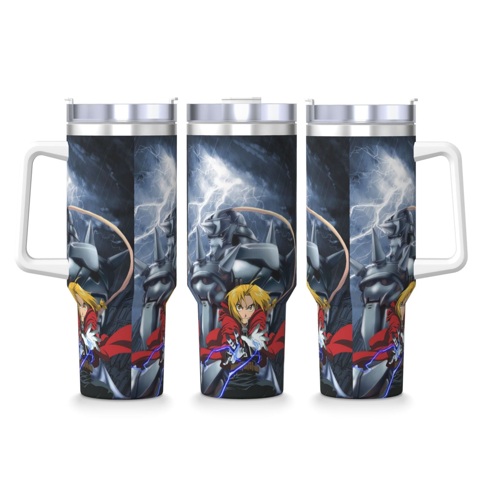 Fullmetal Alchemist 40 OZ Ice Bully Cup with Handle Straw Lid, Double ...