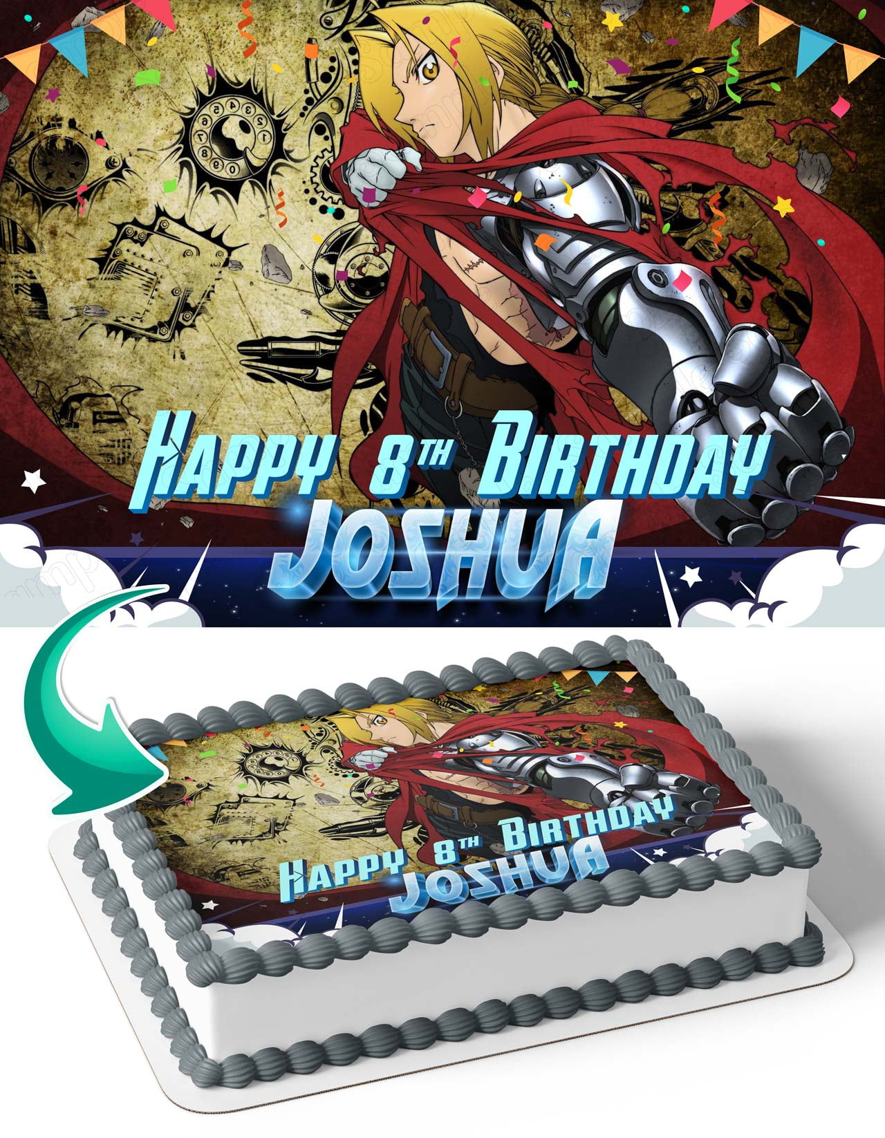 Fullmetal Alchemist Brotherhood Edible Image Cake Topper Personalized ...