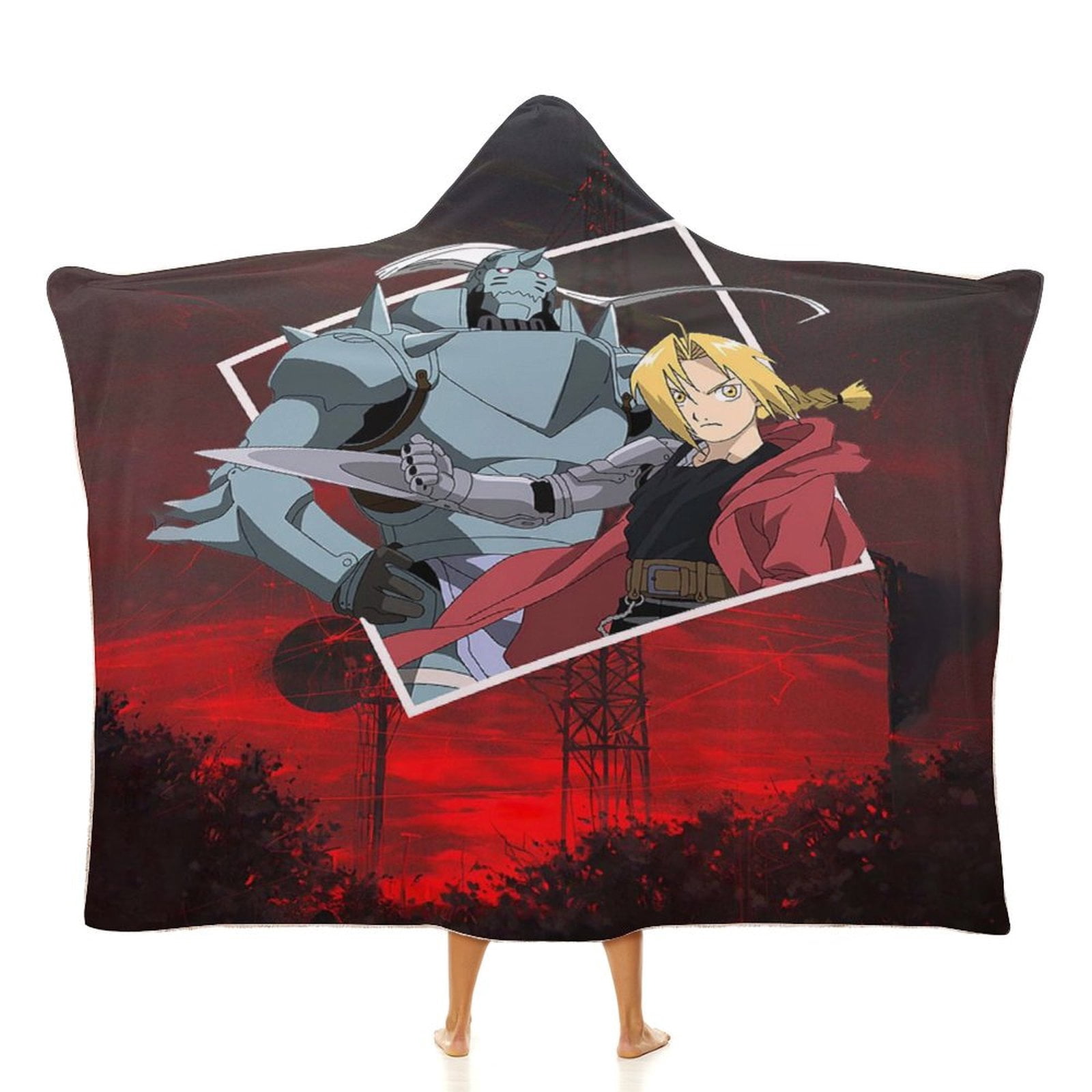 Fullmetal Alchemist Wearable Blanket Fleece Hooded Robe Cloak Blanket ...
