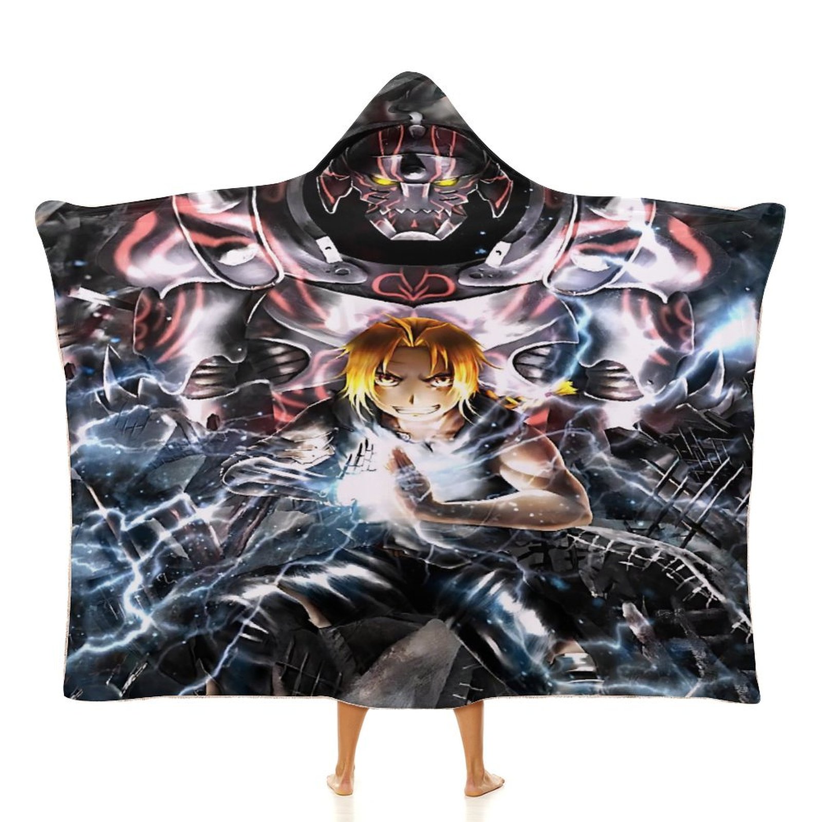Fullmetal Alchemist Wearable Blanket Fleece Hooded Robe Cloak Blanket ...