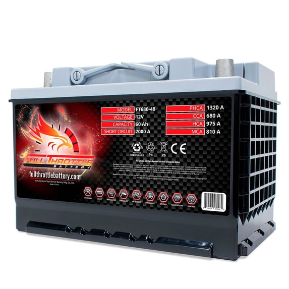 Full Throttle Premium AGM Battery for Car Vehicles, FT680-48 Group 48 ...