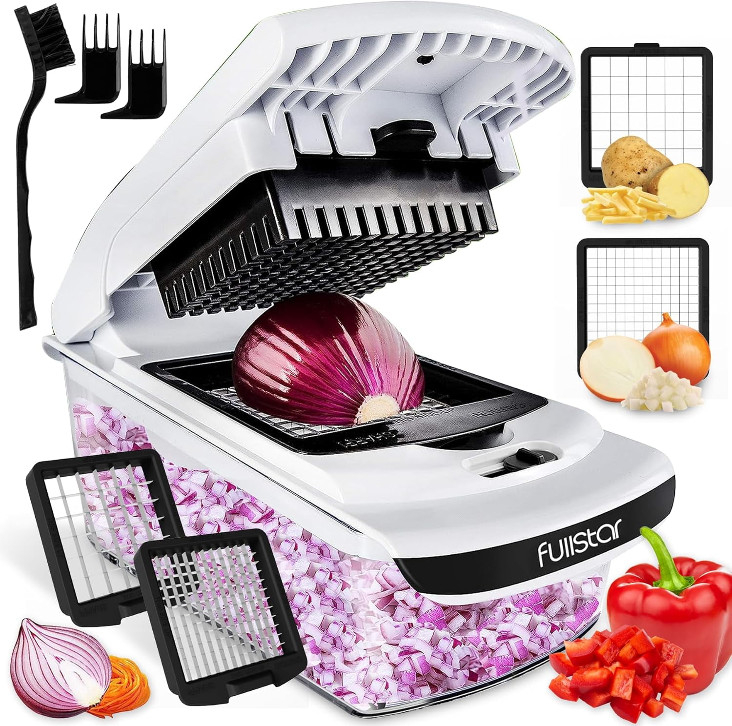 Fullstar 2 Blades White Vegetable Chopper, Veggie Slicer Dicer with ...