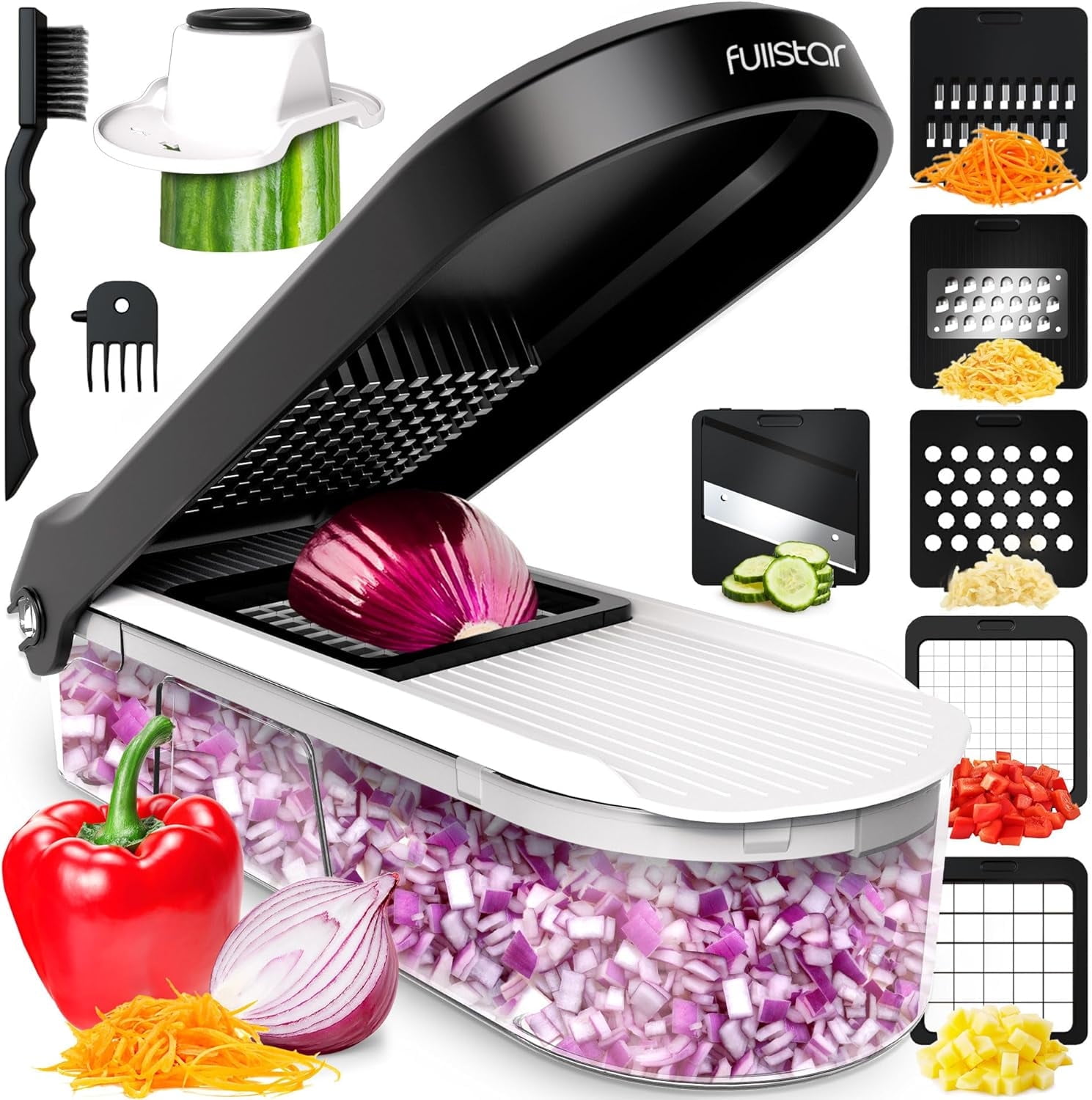 Fullstar Vegetable Chopper with 6 Stainless Steel Blades & 1.2L ...