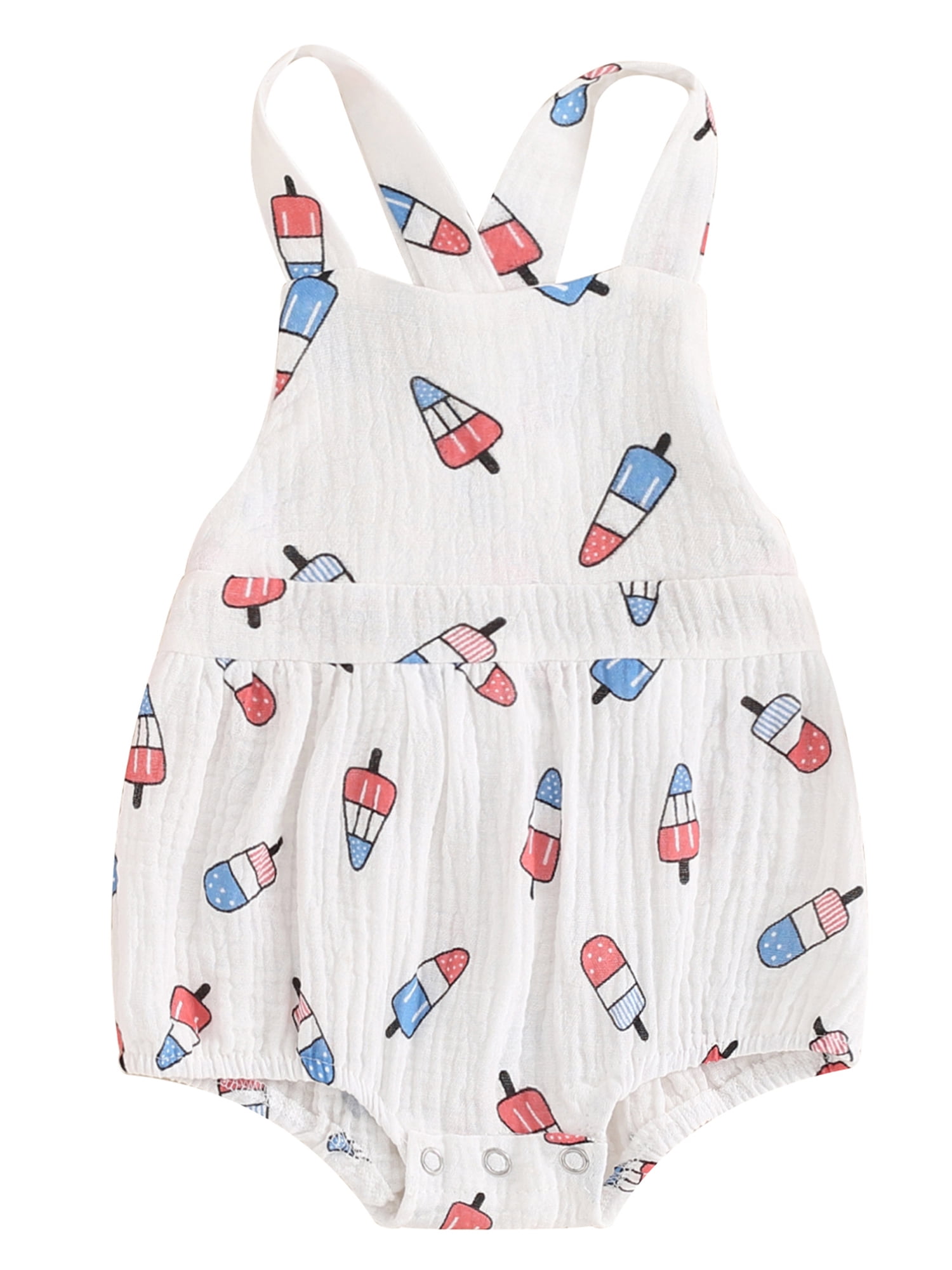 Fullvigor 4th of July Baby Girl Halter Romper Ice Cream Print ...