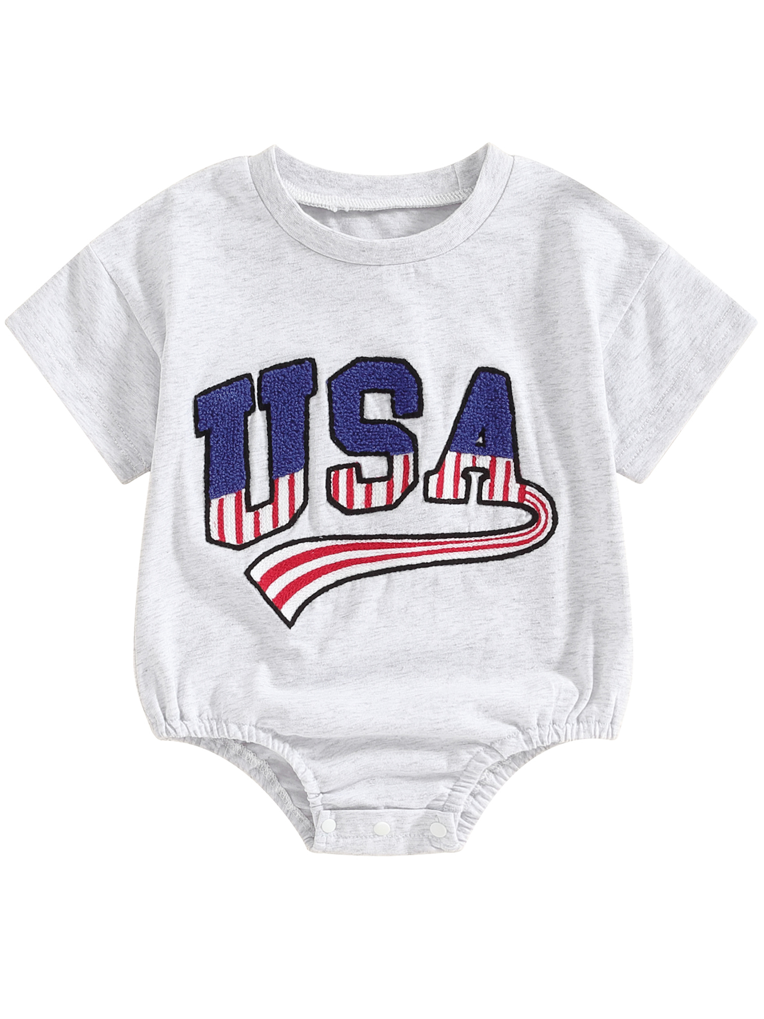 Fullvigor 4th of July Short Sleeve Bubble Romper American Flag ...