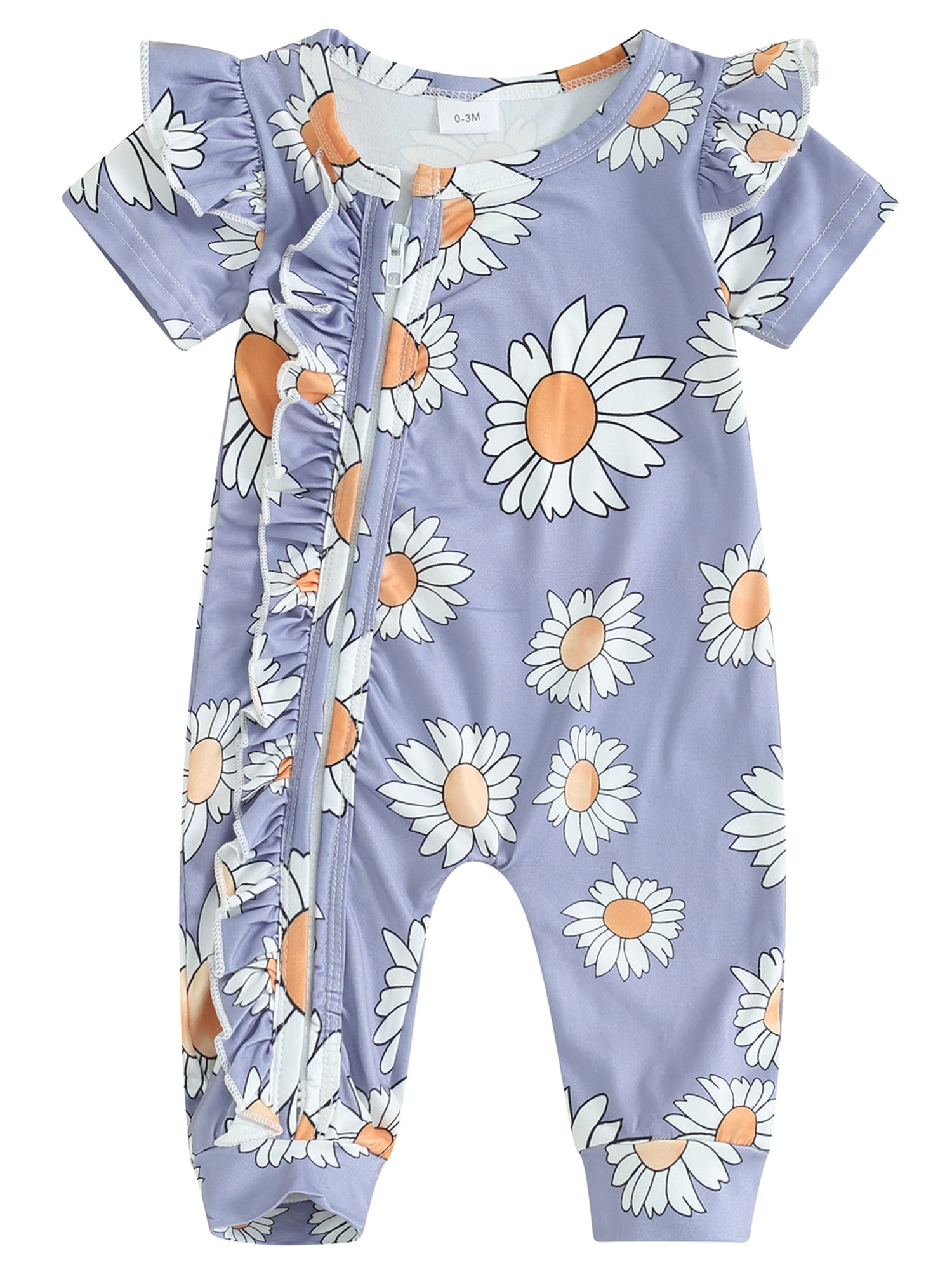 Fullvigor Baby Girl Zipper Pajamas Daisy Floral Print Footless Sleeper ...