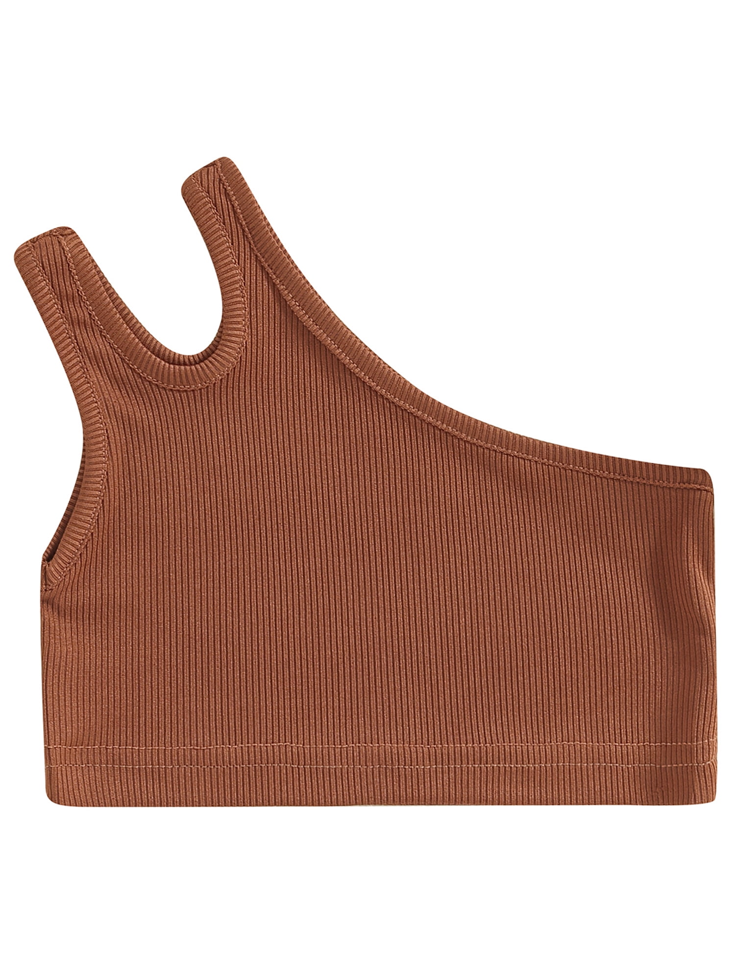 Fullvigor Baby Girls One Shoulder Sleeveless Crop Tops Solid Color ...