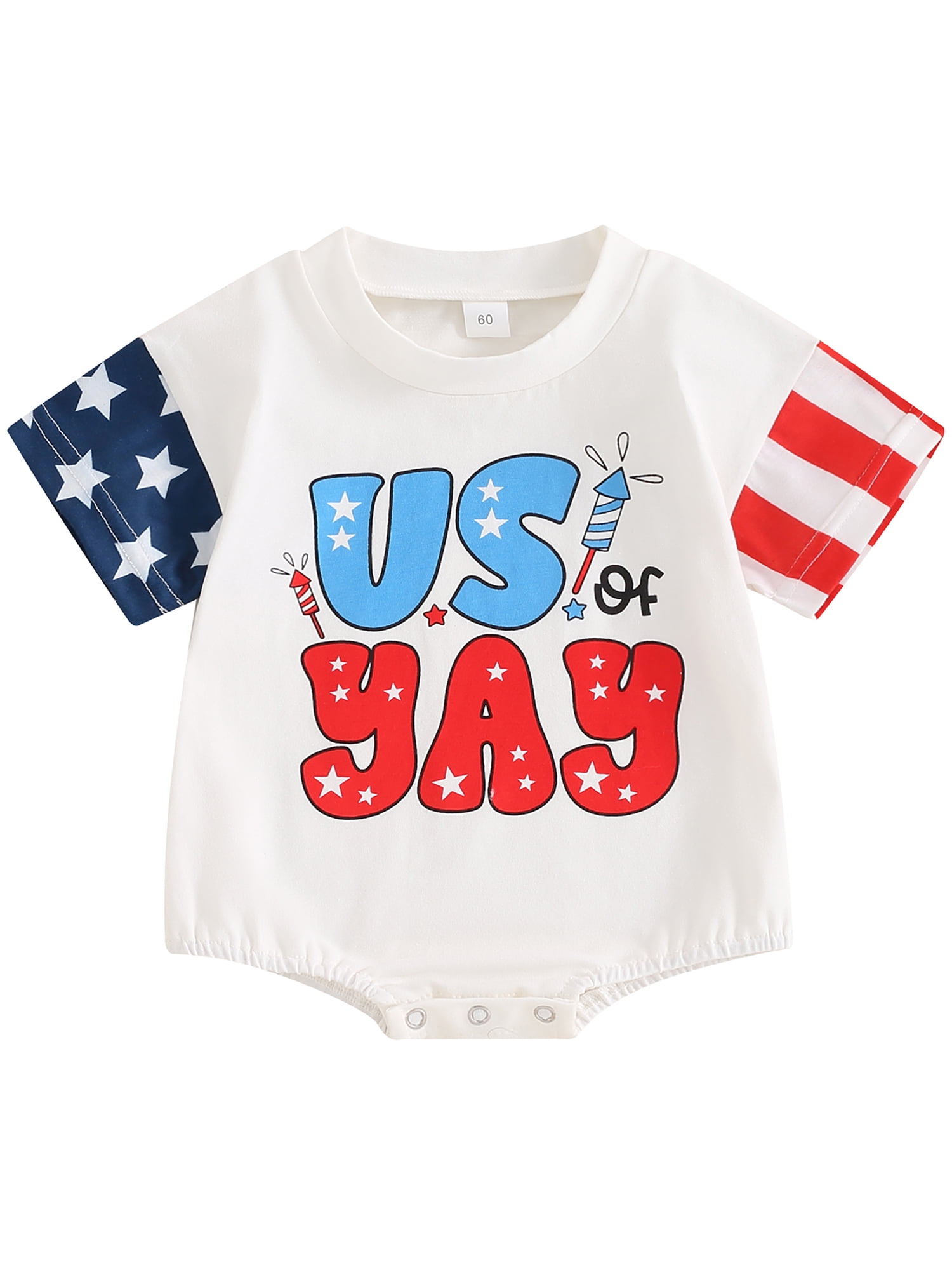 Fullvigor My First 4th Of July Bubble Romper American Flag Onesie