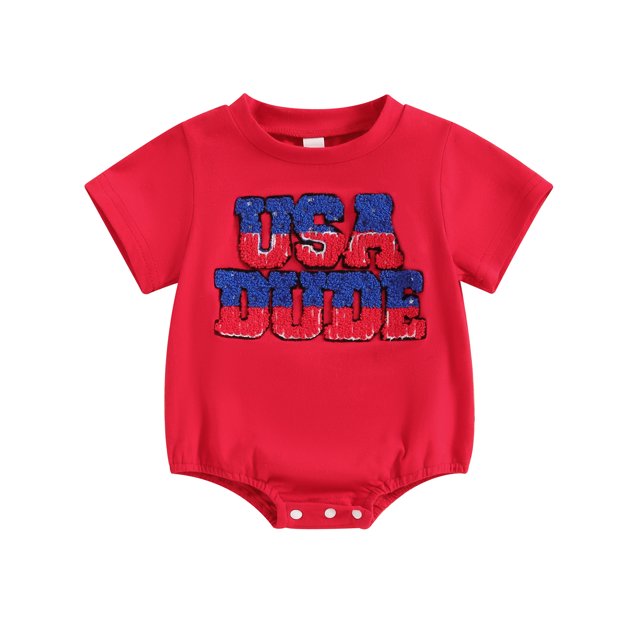 Fullvigor My First 4th of July Bubble Romper Letter Embroidery ...