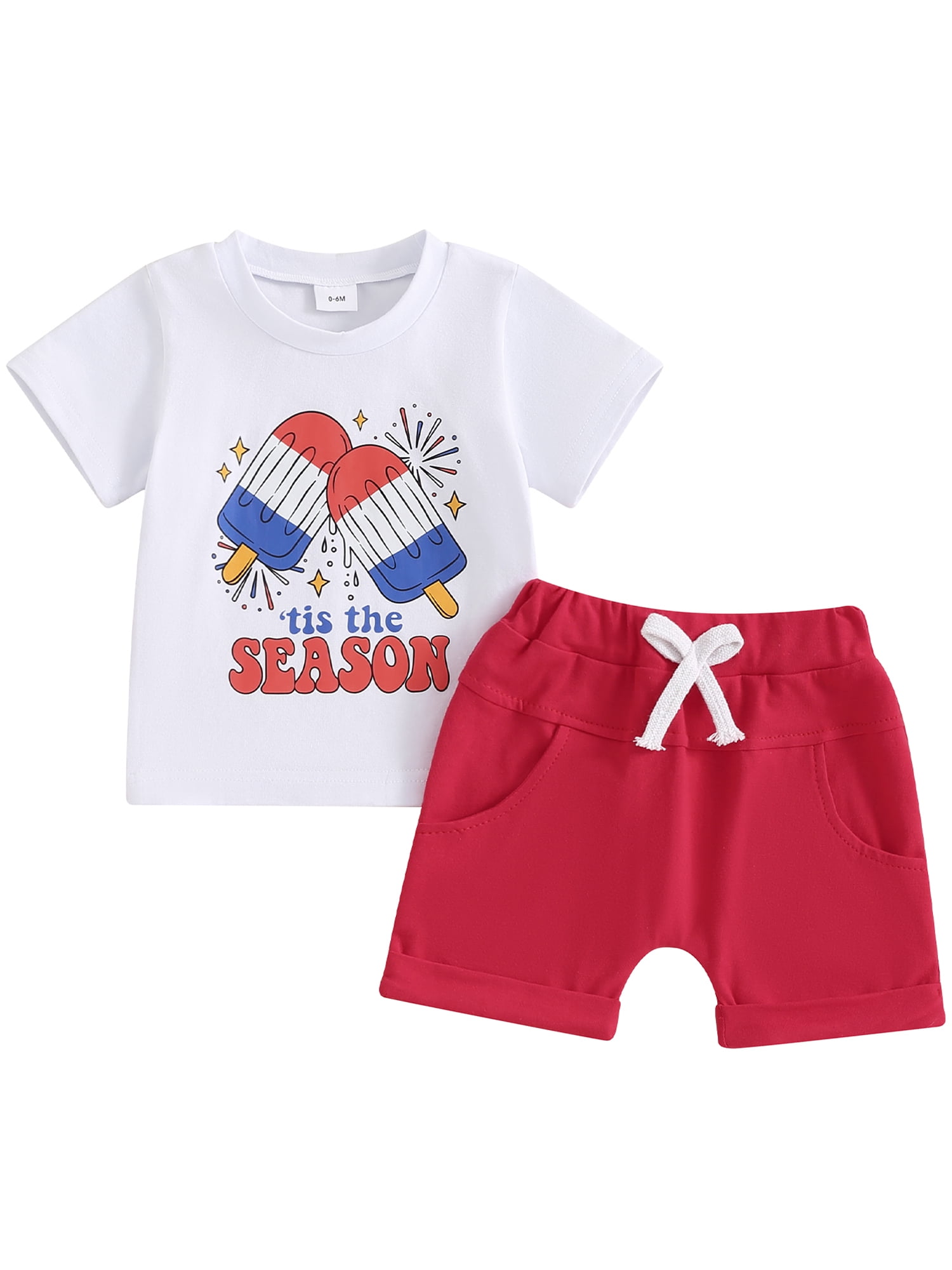 Fullvigor My First 4th of July Outfits Ice Cream Print T Shirt Tops ...