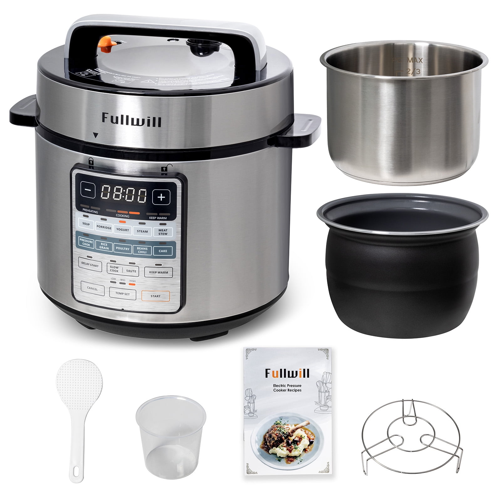 Fullwill Electric Pressure Cooker 6QT Dual Pots, 12 in 1 MultiFunction ...