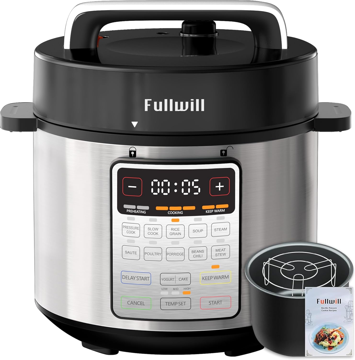 Fullwill Electric Pressure Cooker Uni 6qt, 9-in-1 Multi-Functional Slow ...