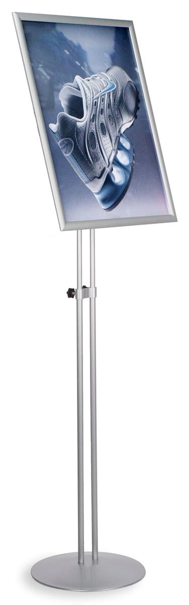 Fully Adjustable Silver Finish Poster Stand With Double Metal Pole Base ...