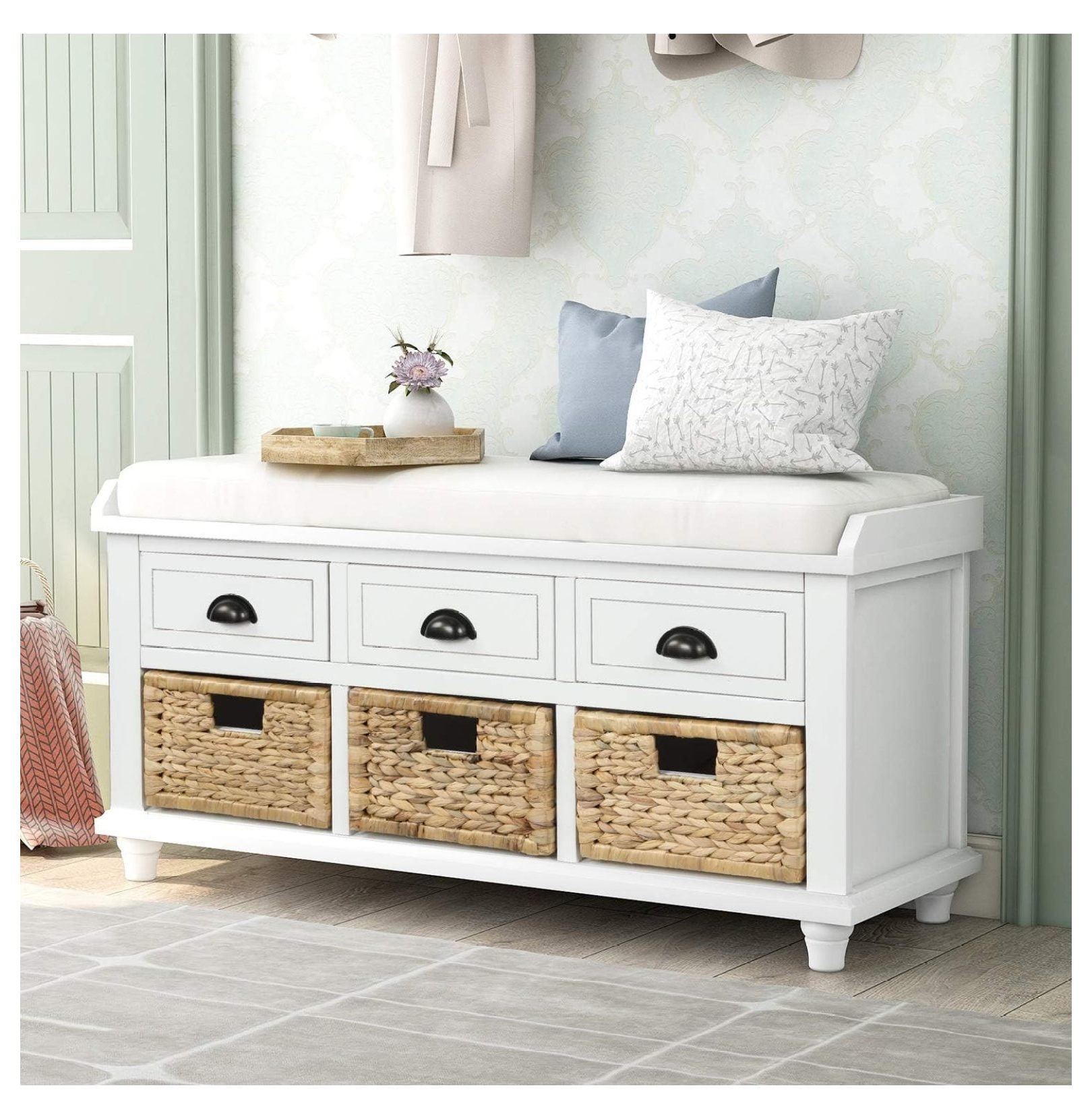 Fully Assemble Wood Storage Shoe with 3 Drawers and 3 Baskets,Removable ...