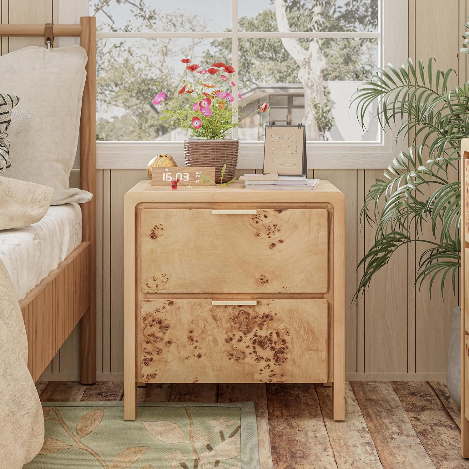 Fully Assembled Farmhouse Nightstand with Drawer, Distressed Wood Retro ...