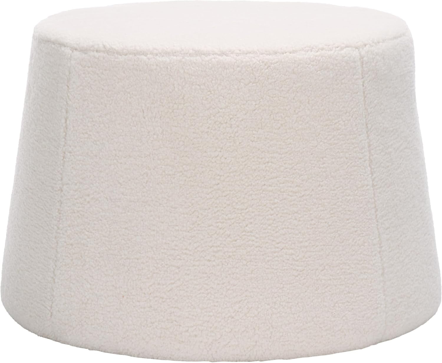Fully Assembled Ivory Sherpa Wide Flared Ottoman Stool with Plush ...