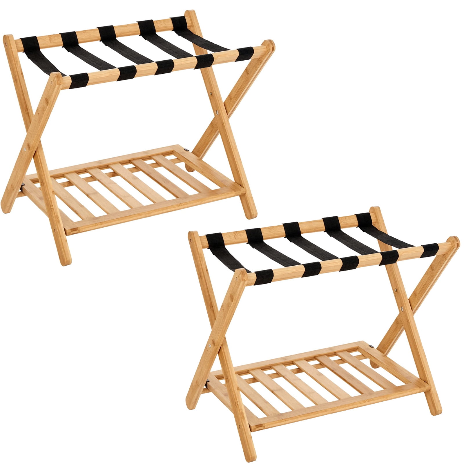 Fully Assembled Luggage Rack,2-Packed,Bamboo Luggage Rack Foldable ...