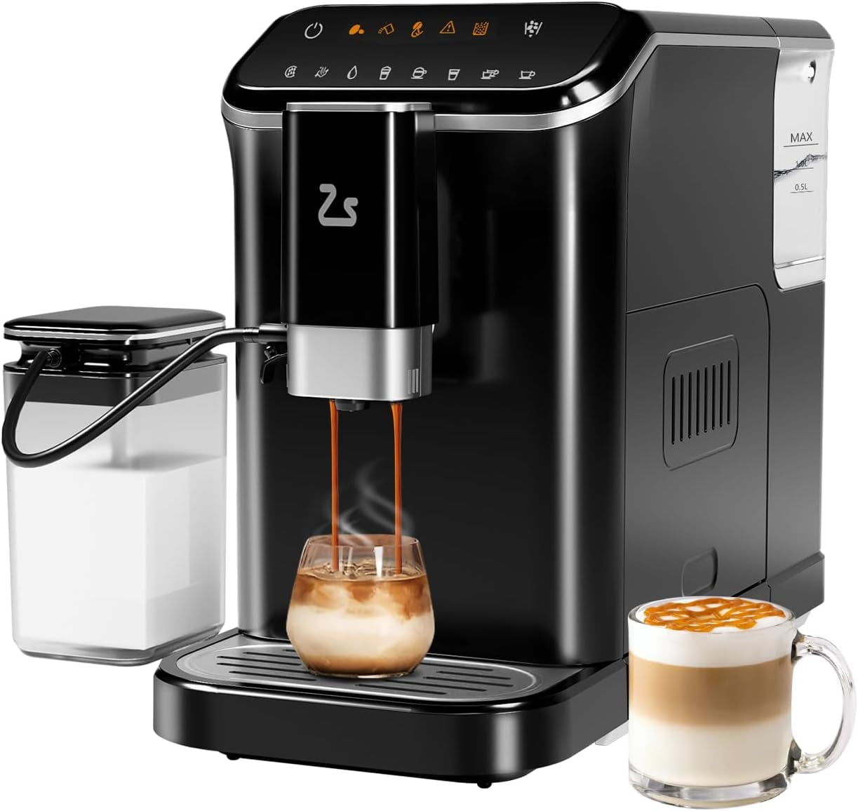 Fully Automatic 20-Bar Espresso Machine with Milk Frother Steam Wand ...