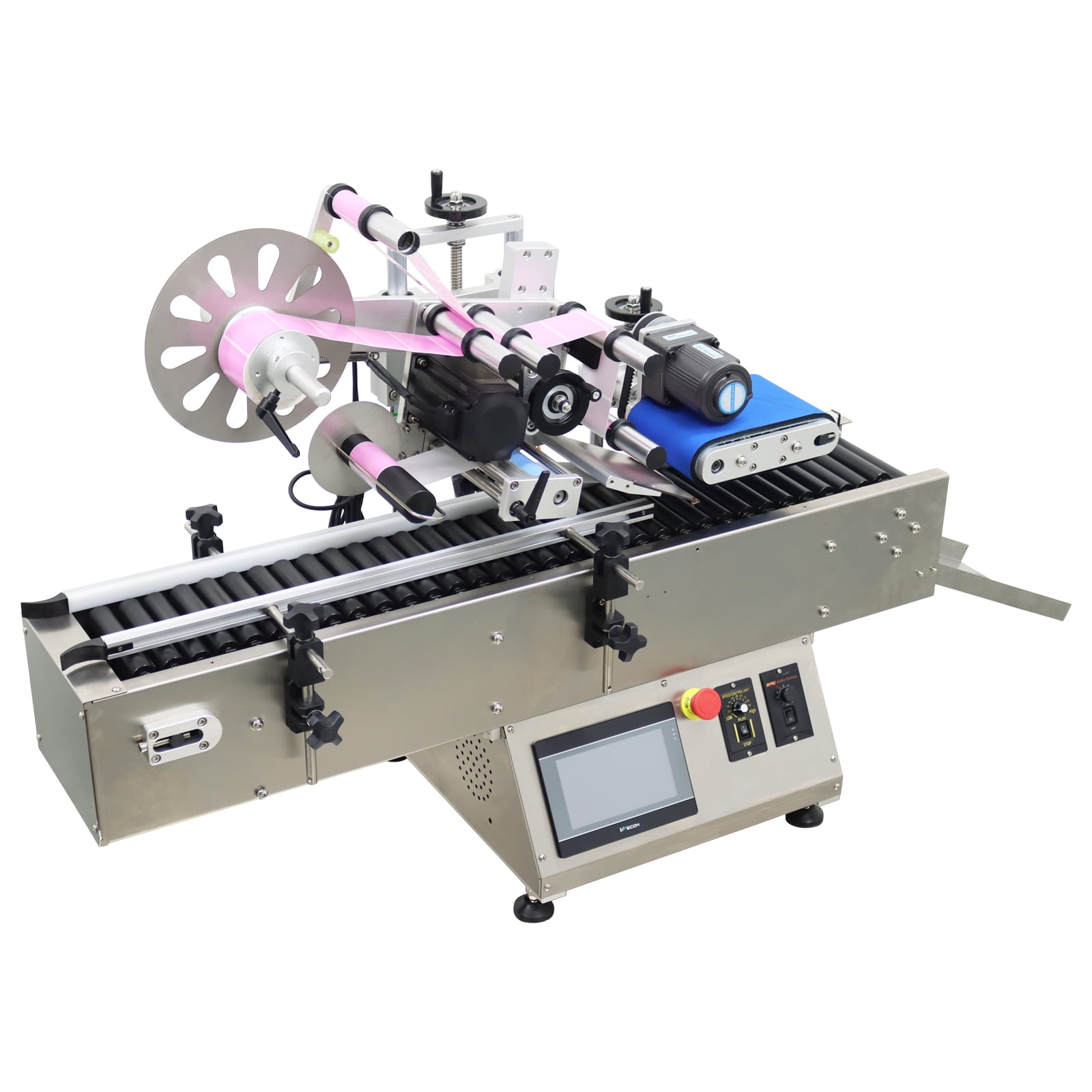 Fully Automatic Desktop Conveyor Roller Horizontal Labeling Machine Adhesive Sticker Round ...