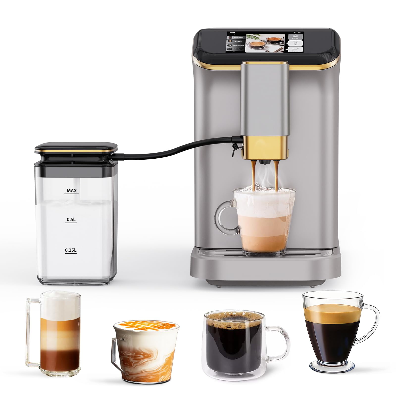 Fully Automatic Espresso Coffee Machine with Milk Tank,20 Bar Hot ...