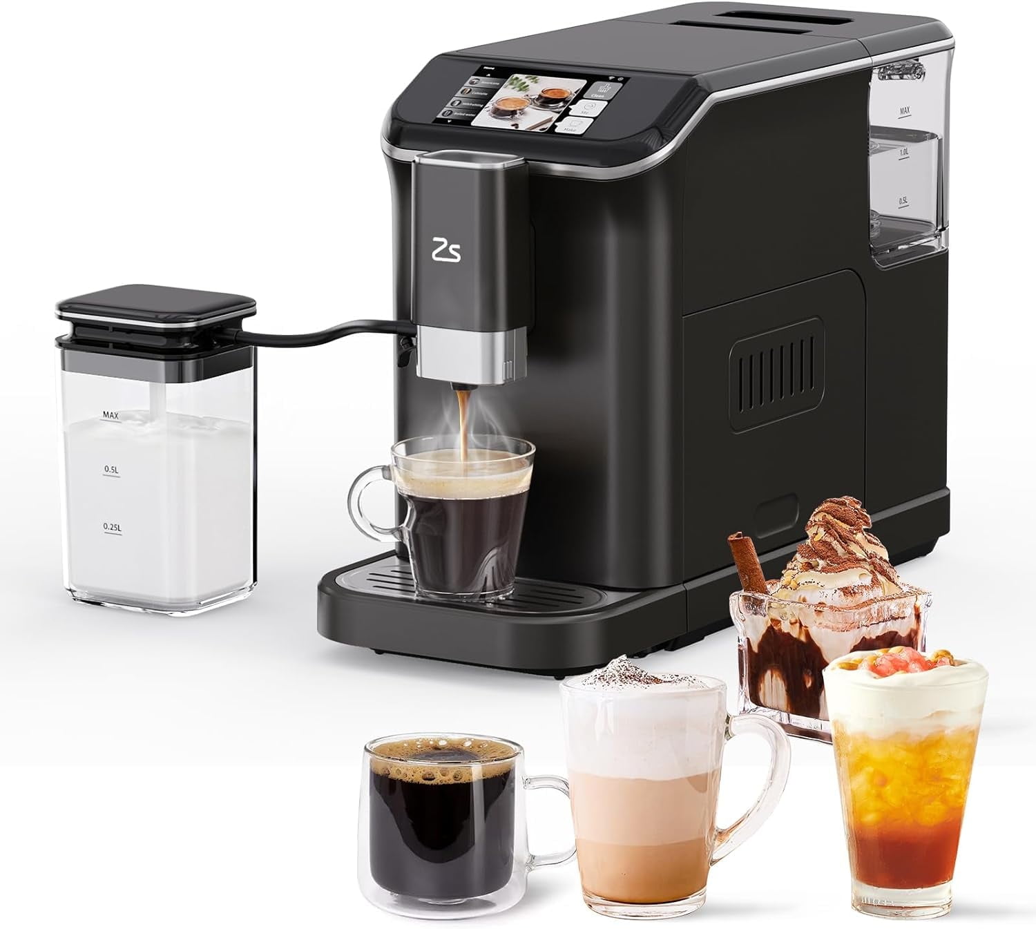 Fully Automatic Espresso Machine With Milk Frother, Built-In Grinder ...