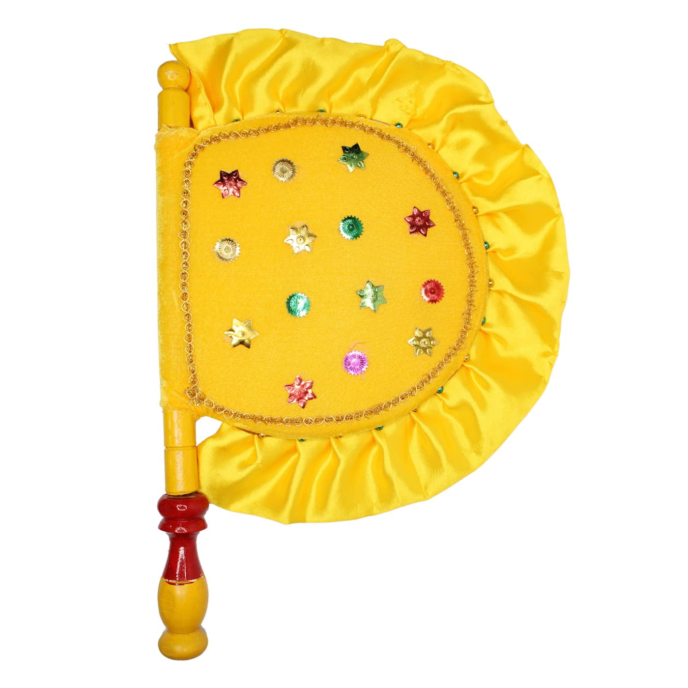Fully Beautiful Handcrafted Velvet Cloth Hand Fan with Wooden Handle ...