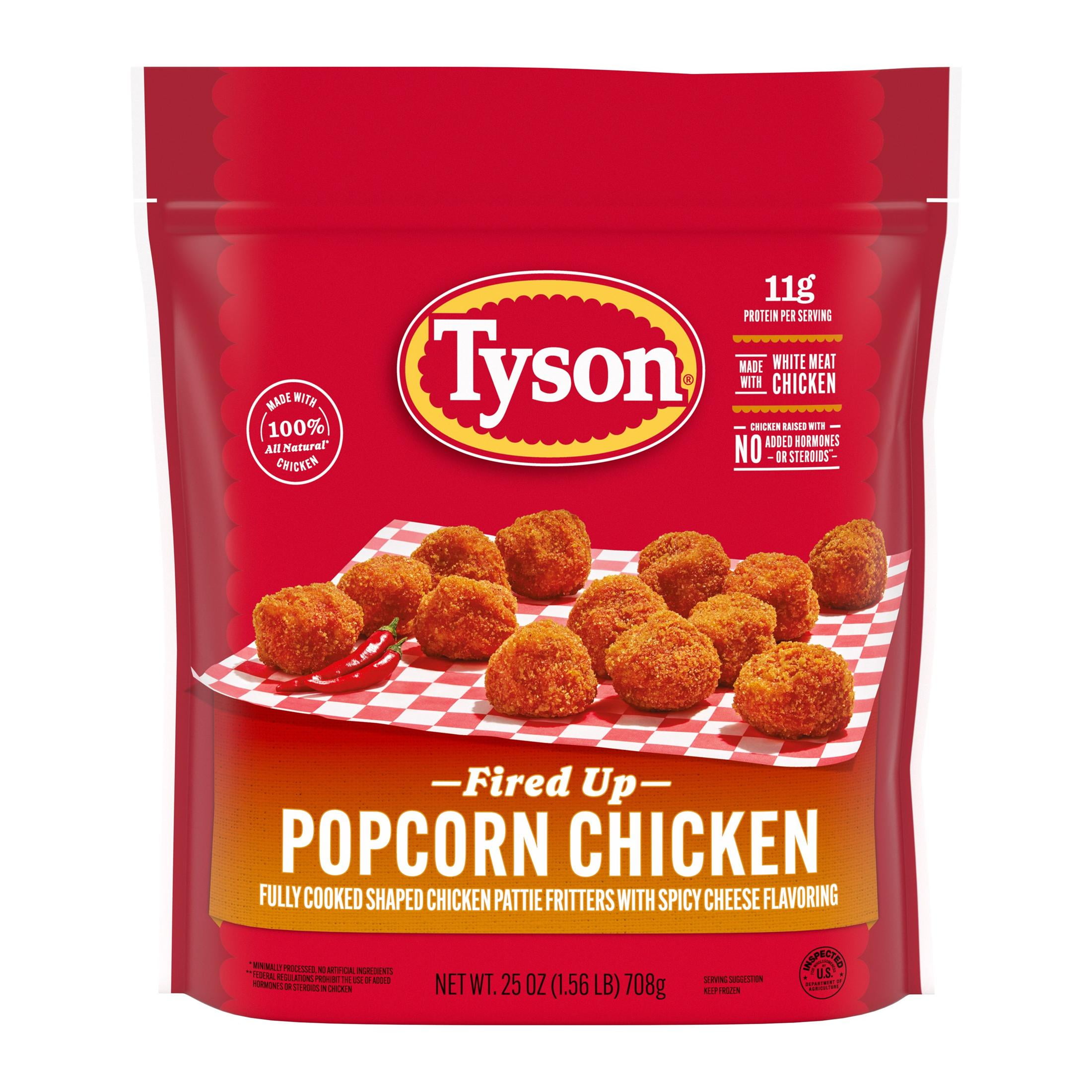 Tyson Fired Up Popcorn Chicken 25 oz, (Frozen, Fully Cooked) - Walmart.com