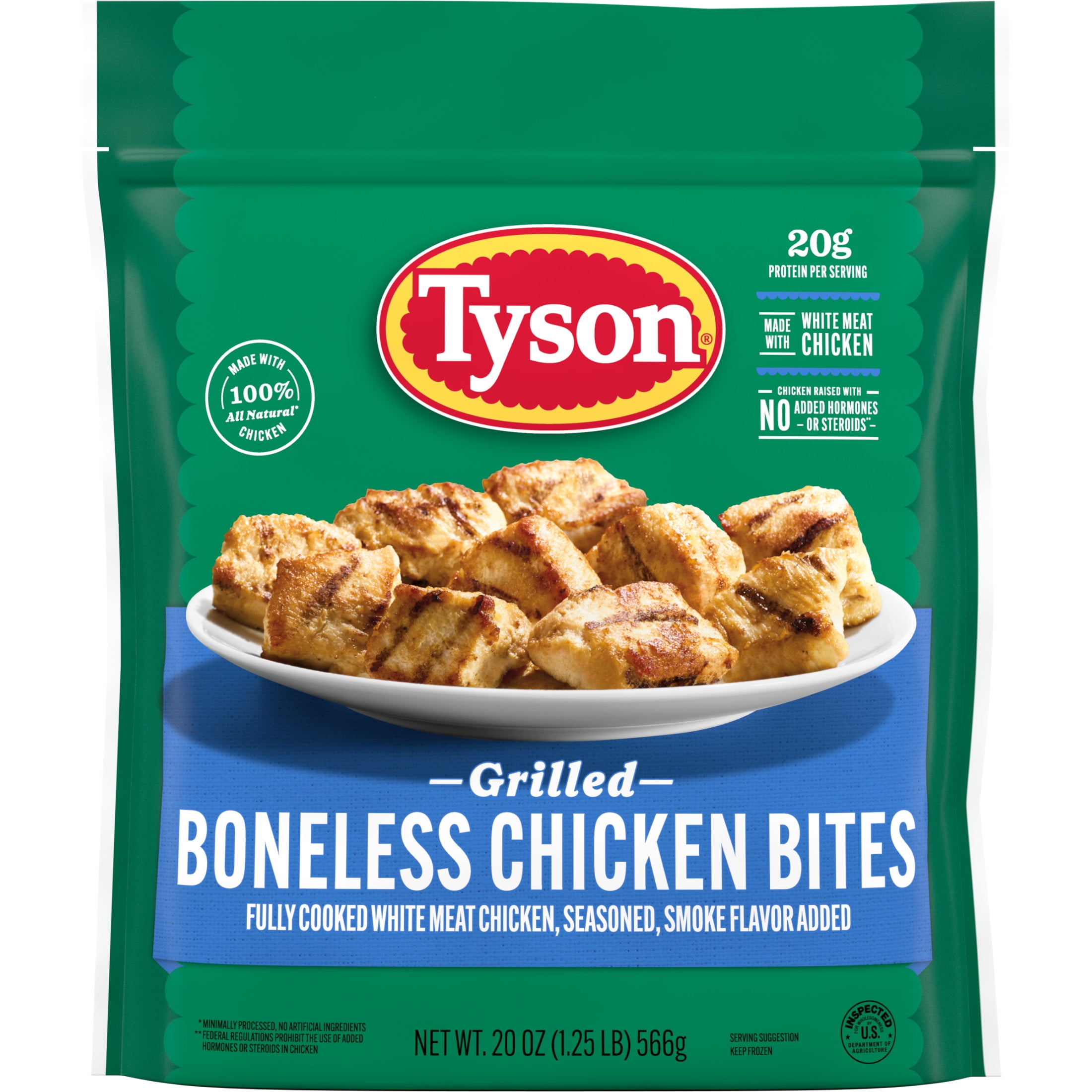 Tyson Grilled Boneless Chicken Bites, 20 oz, (Frozen, Fully Cooked ...