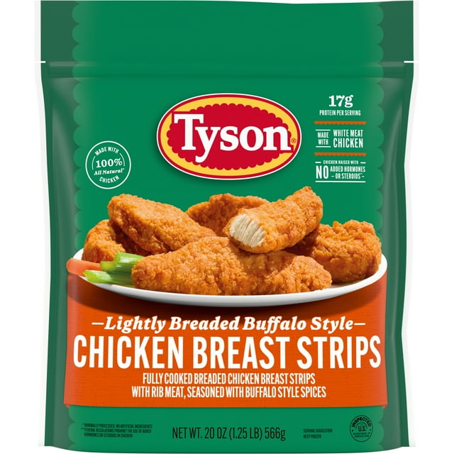 Tyson Lightly Breaded Buffalo Strips, 20 oz (Frozen, Fully Cooked ...