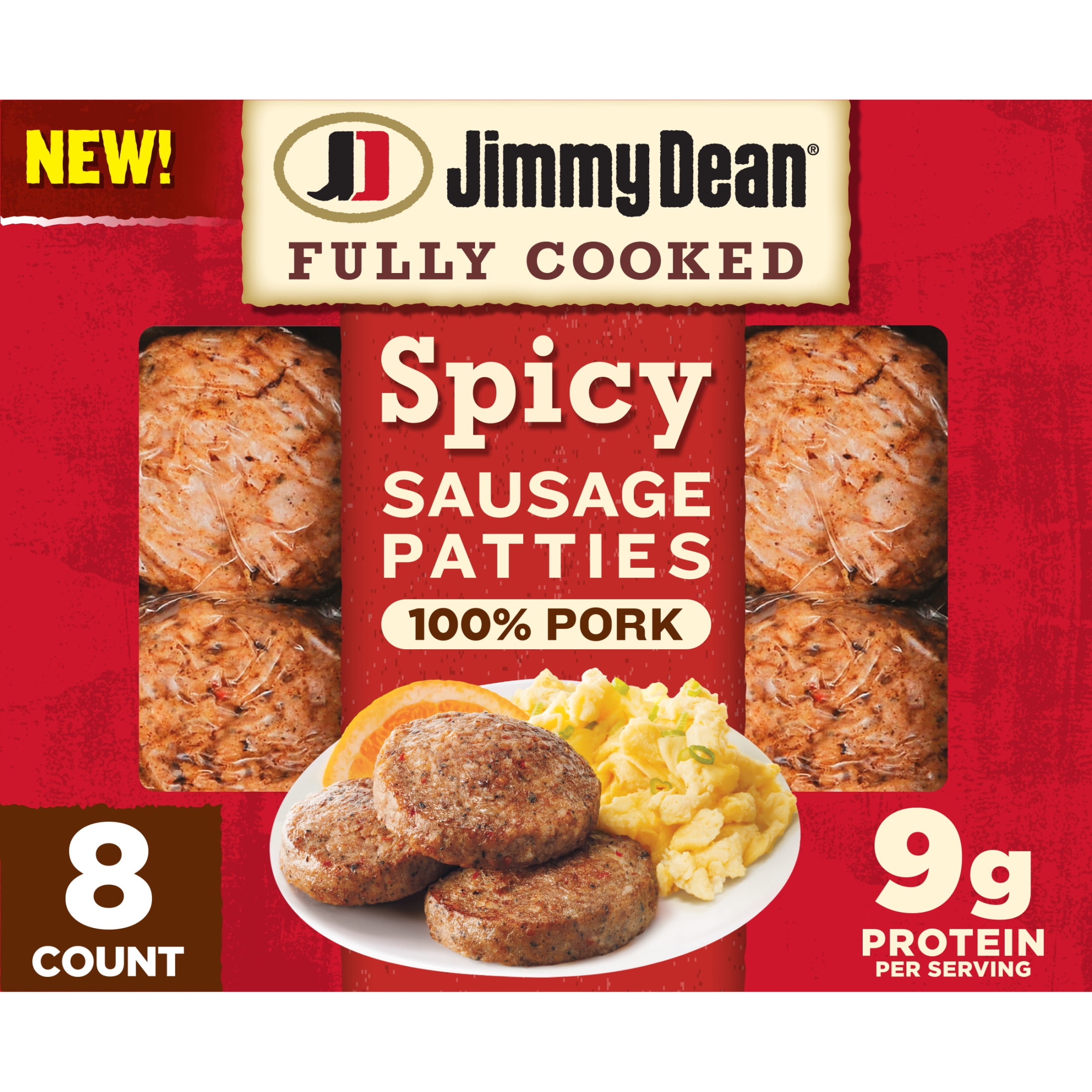 Jimmy Dean Fully Cooked Spicy Pork Sausage Patties, 9.6 oz, 8 Count ...