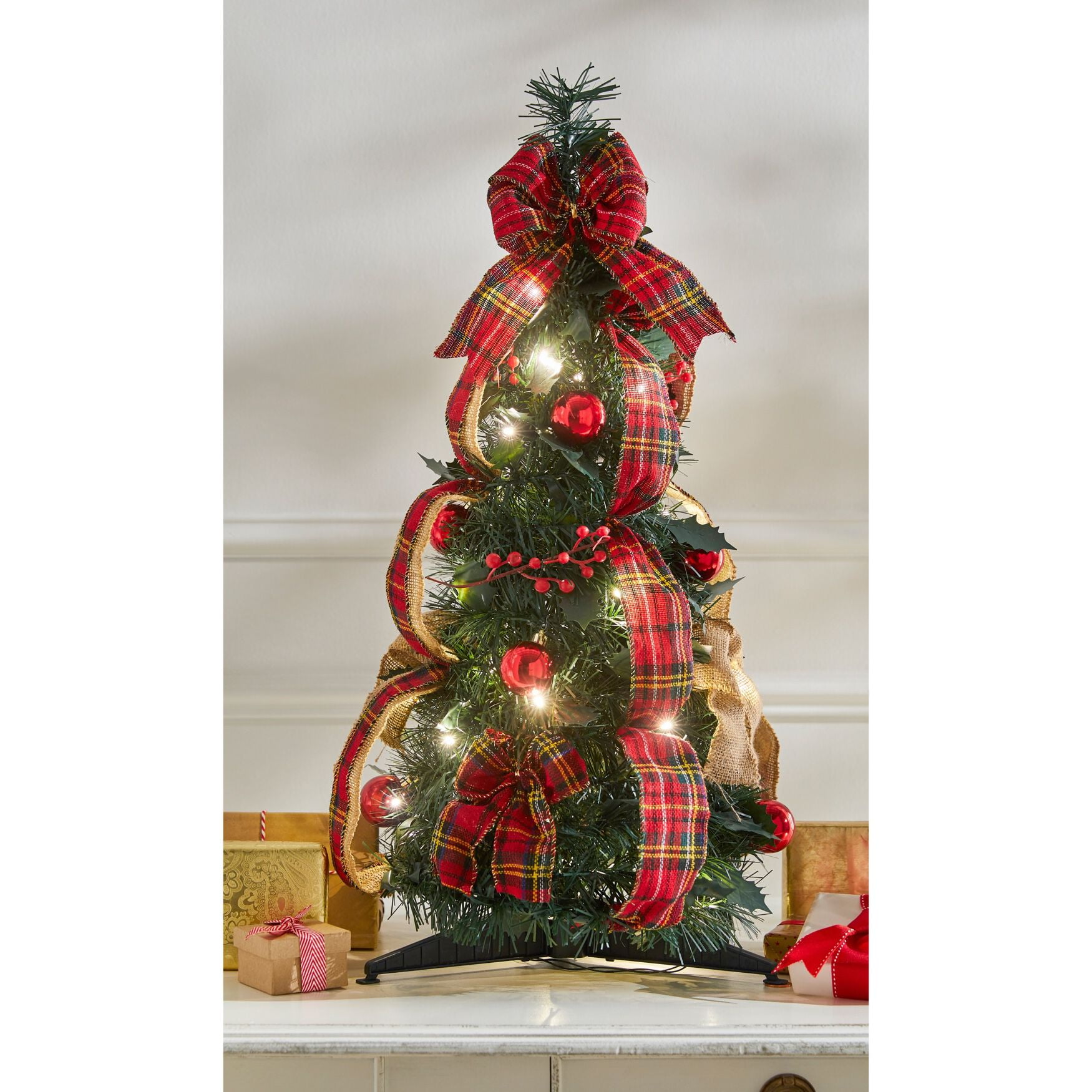 Fully Decorated Pre-Lit 2' Pop-Up Tabletop Christmas Tree - Walmart.com