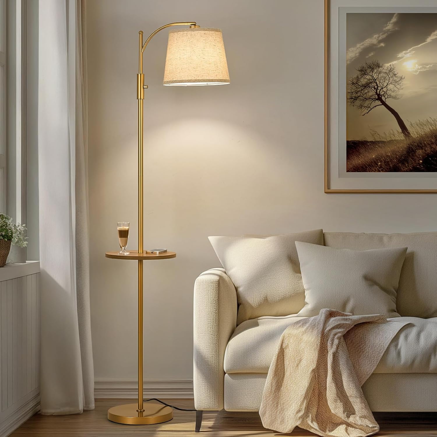 Fully Dimmable Floor Lamp for Living Room，Standing Lamp Rotary Switch ...