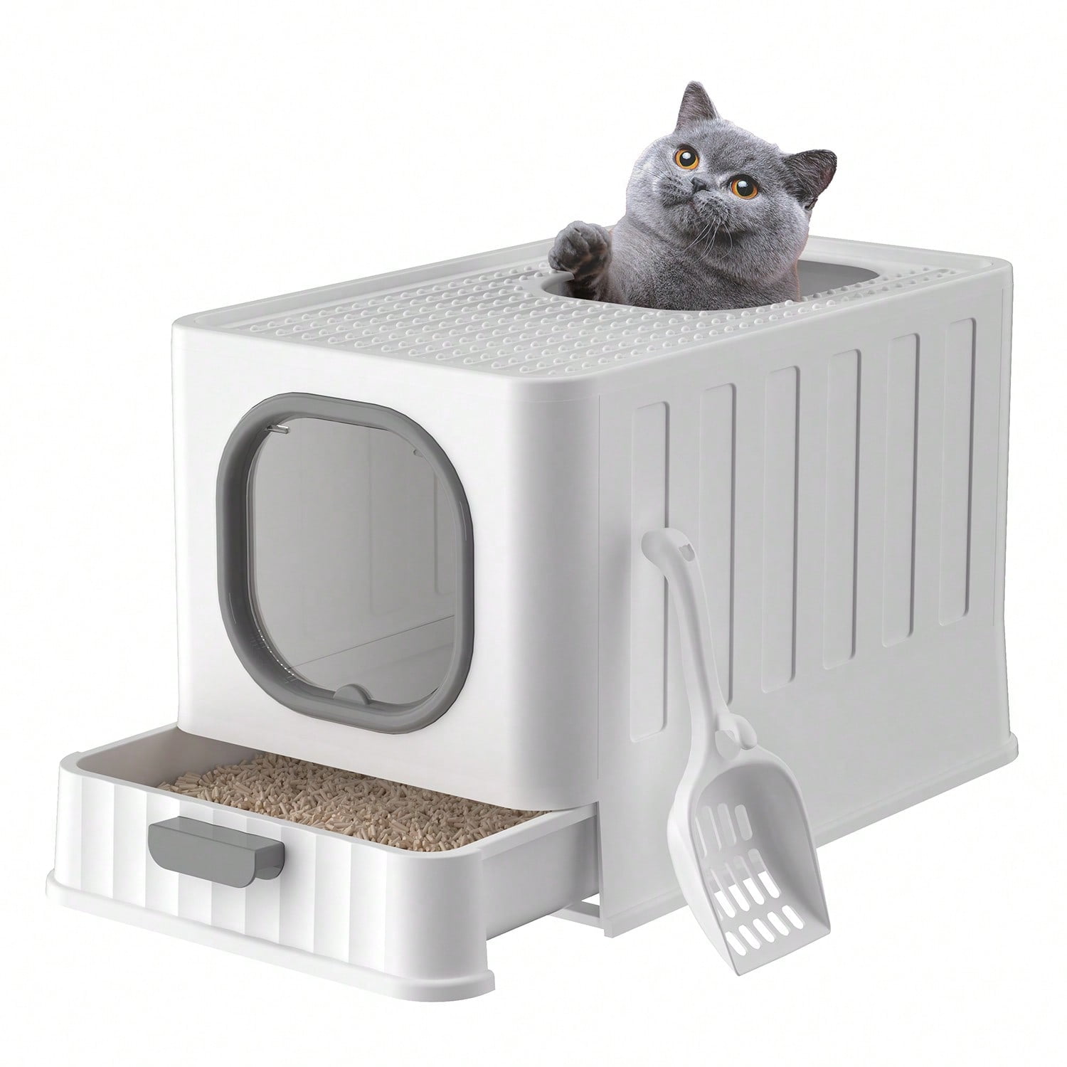 Fully Enclosed Cat Toilet With Litter Scoop Large Enclosed Cat Litter ...