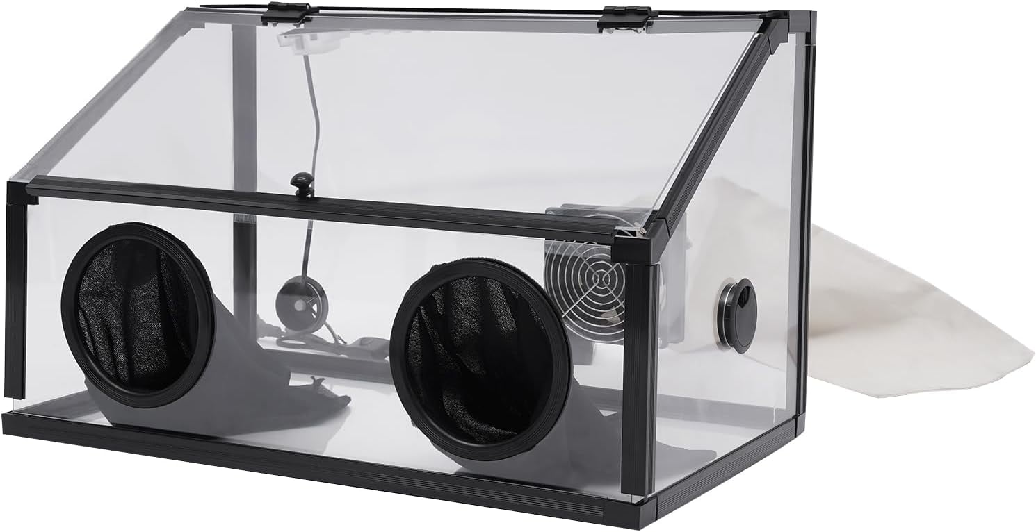 Fully Enclosed Grinding Polisher Acrylic Dust Box, 2 Holes Grinding ...