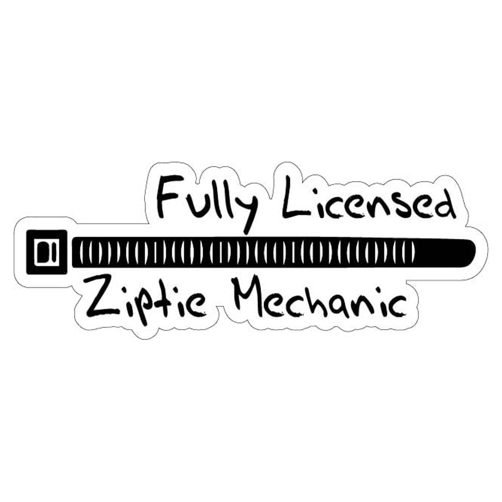 Fully Licensed Ziptie Mechanic Vinyl Sticker Decal (1.5" x 4") | Peel ...