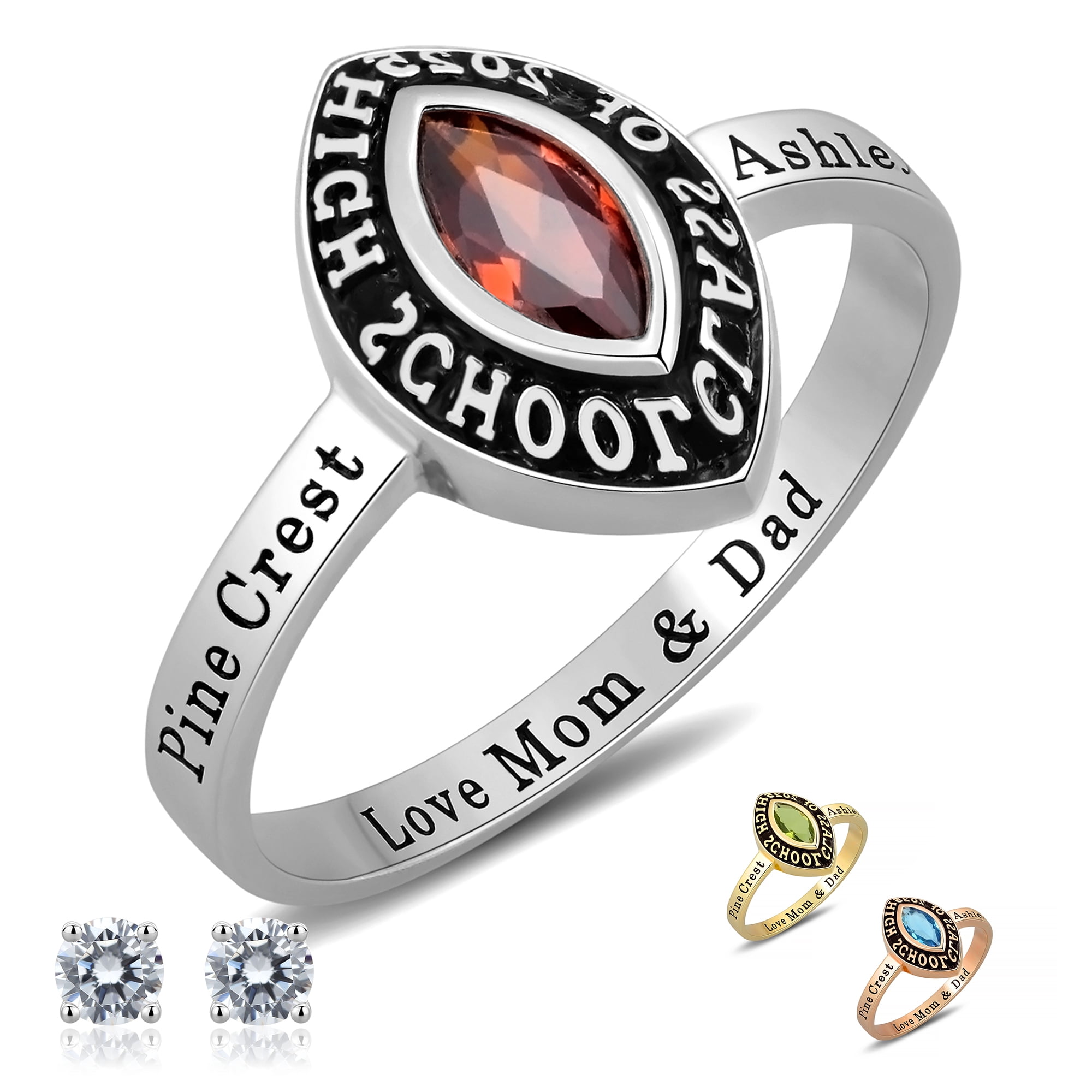 Fully Personalized Customized Sterling Silver Ladies High School and ...