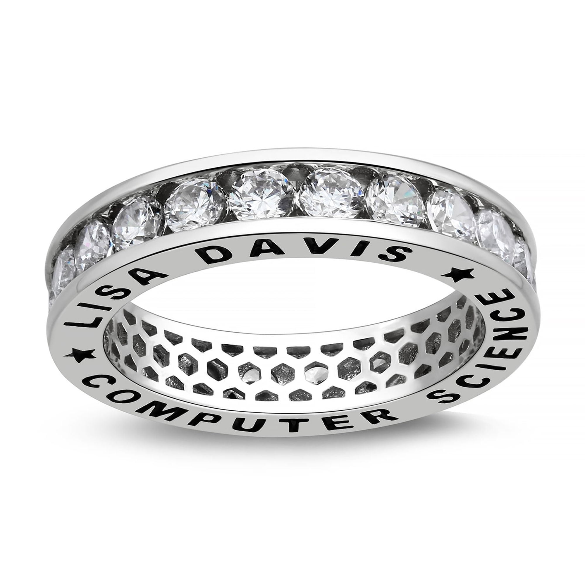 Fully Personalized Customized class rings Sterling Silver Women's High ...