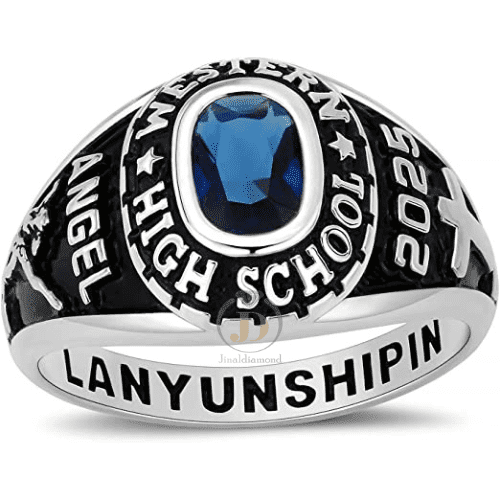 Fully Personalized Oval Birthstone High School Class Ring, Men's Pride ...