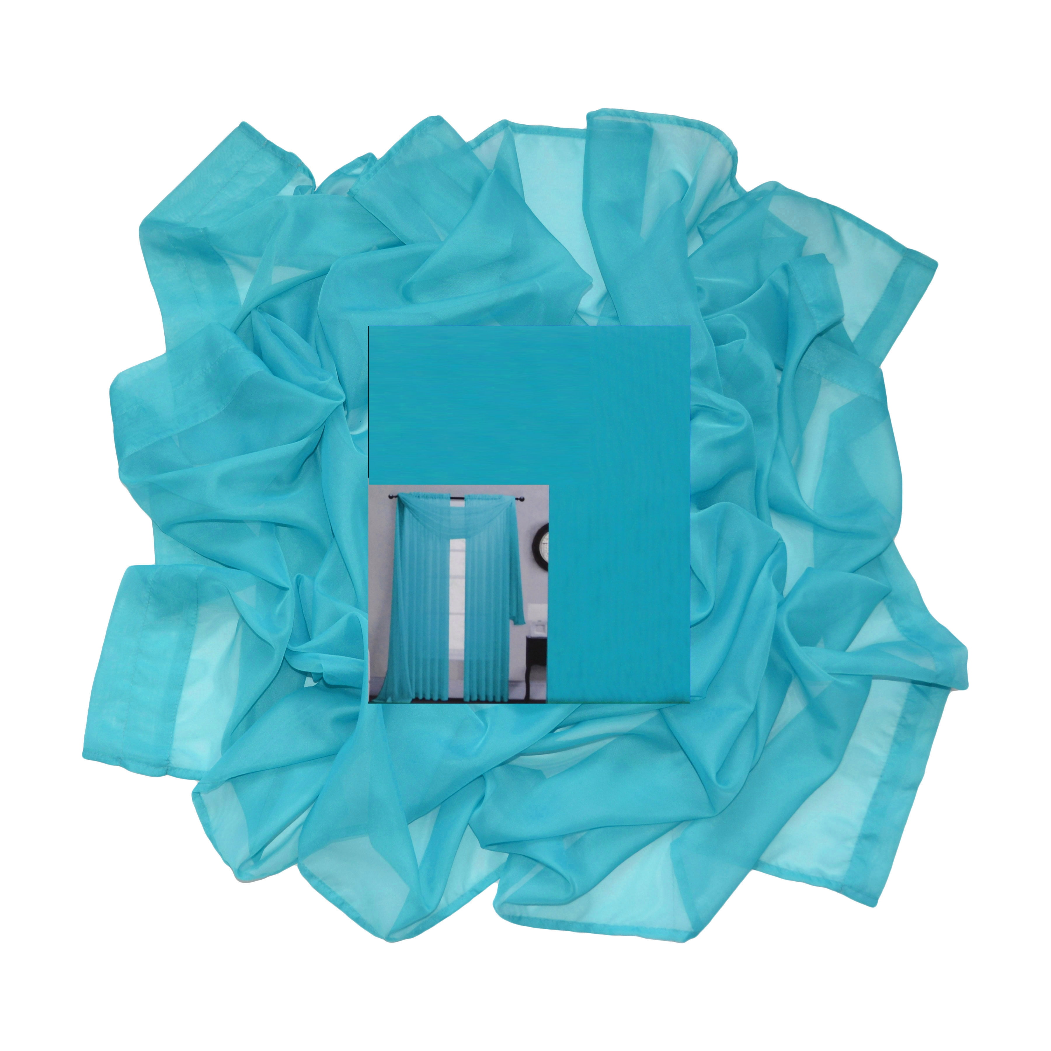 Fully Stitched Window Curtain Sheer Voile Scarf 55" X 216" (NEON BLUE ...