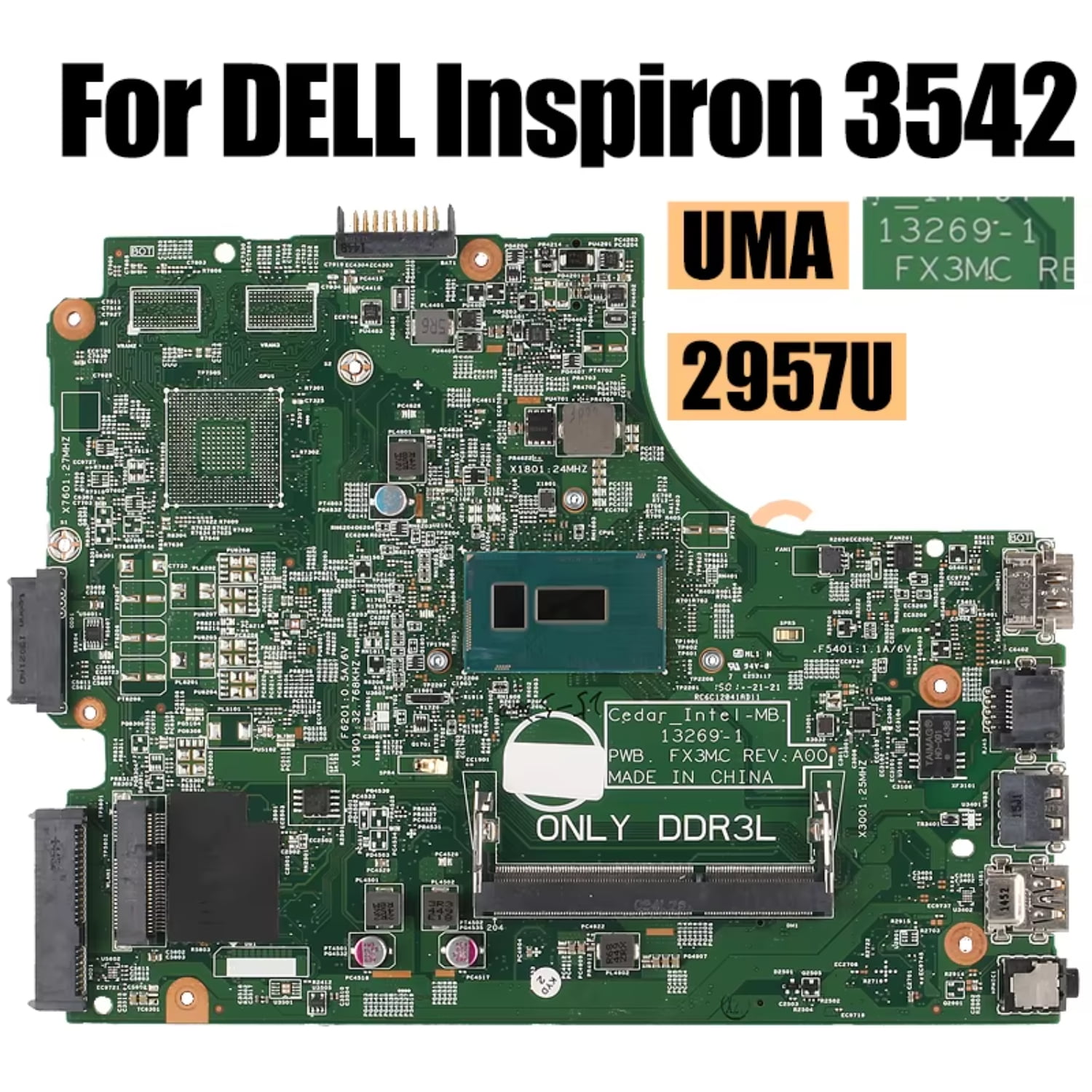 Fully Tested 4/5th Gen Inspiron 3542 Notebook Mainboard with 2957U i3 ...