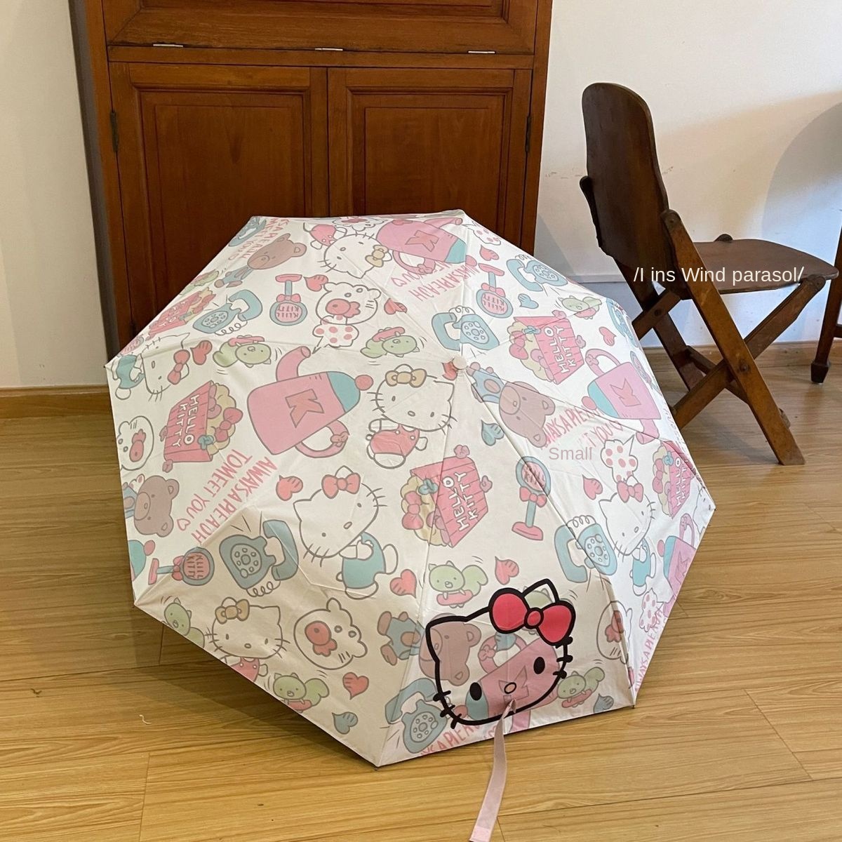 Fully automatic hello kitty umbrella ins wind and rain dual-purpose ...
