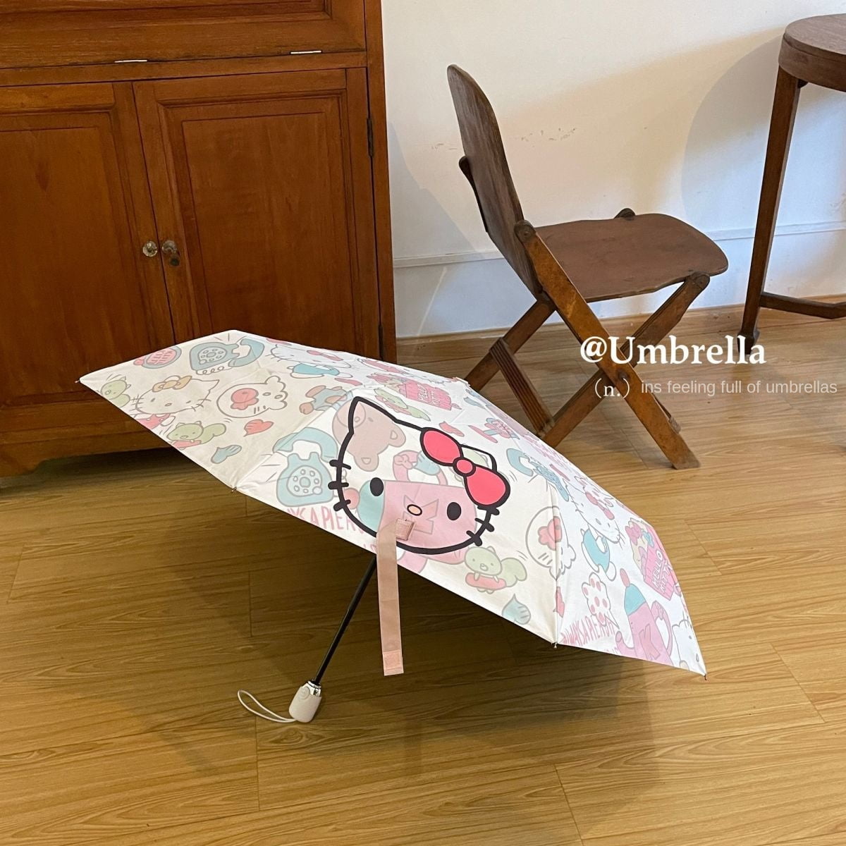 Fully automatic hello kitty umbrella ins wind and rain dual-purpose ...