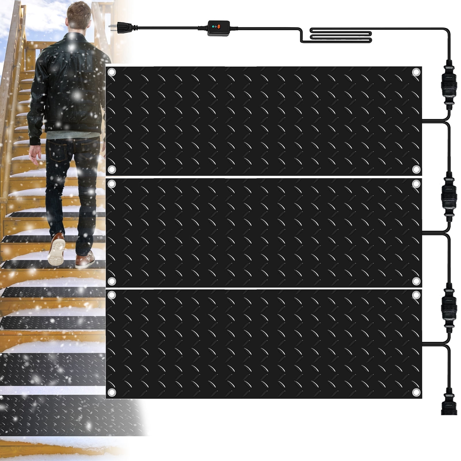 FullyWarms 3 Pcs Heated Snow Melting Mat,10x30'' Non-Slip Electric ...