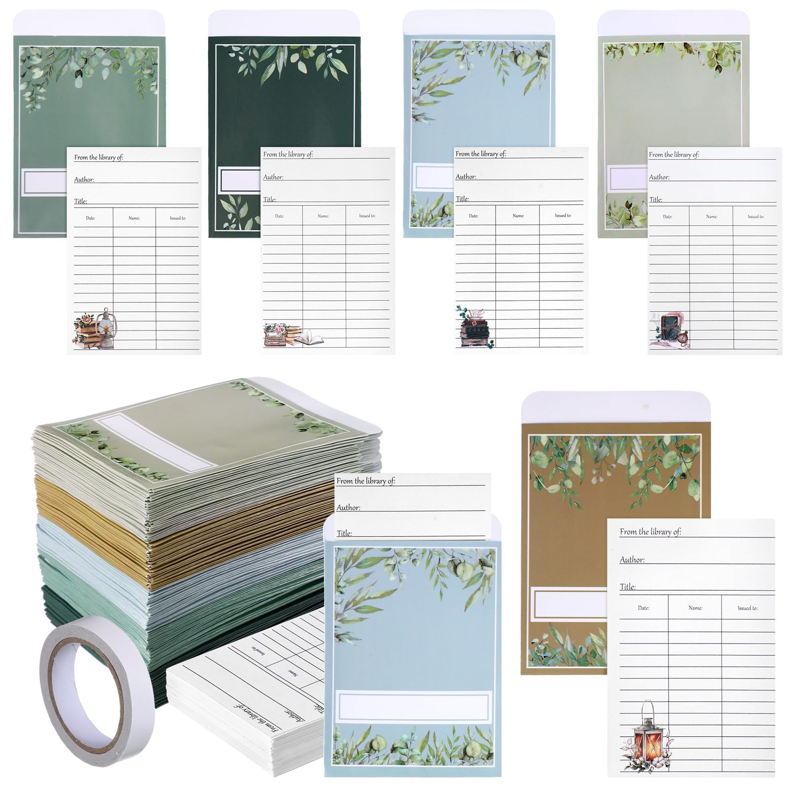 Fulmoon 150 Set Library Checkout Cards Bulk Library Card Pockets Self ...
