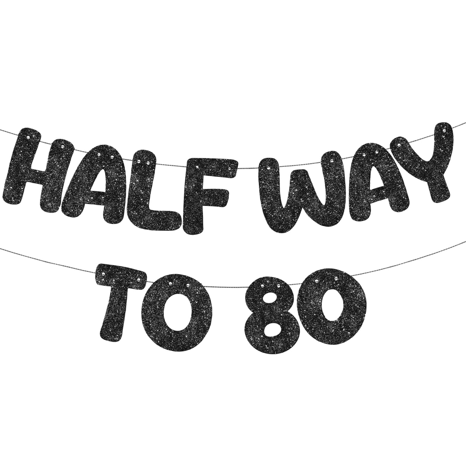 Fulmoon Pre Strung FEV6 Halfway to 80 Banner Glitter 40th Birthday ...