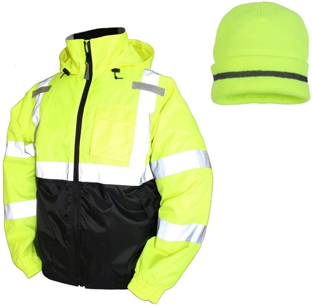 FulnKye Bomber II Hi-Vis Lime Jacket J26112 Winter Safety with Hi-Vis ...