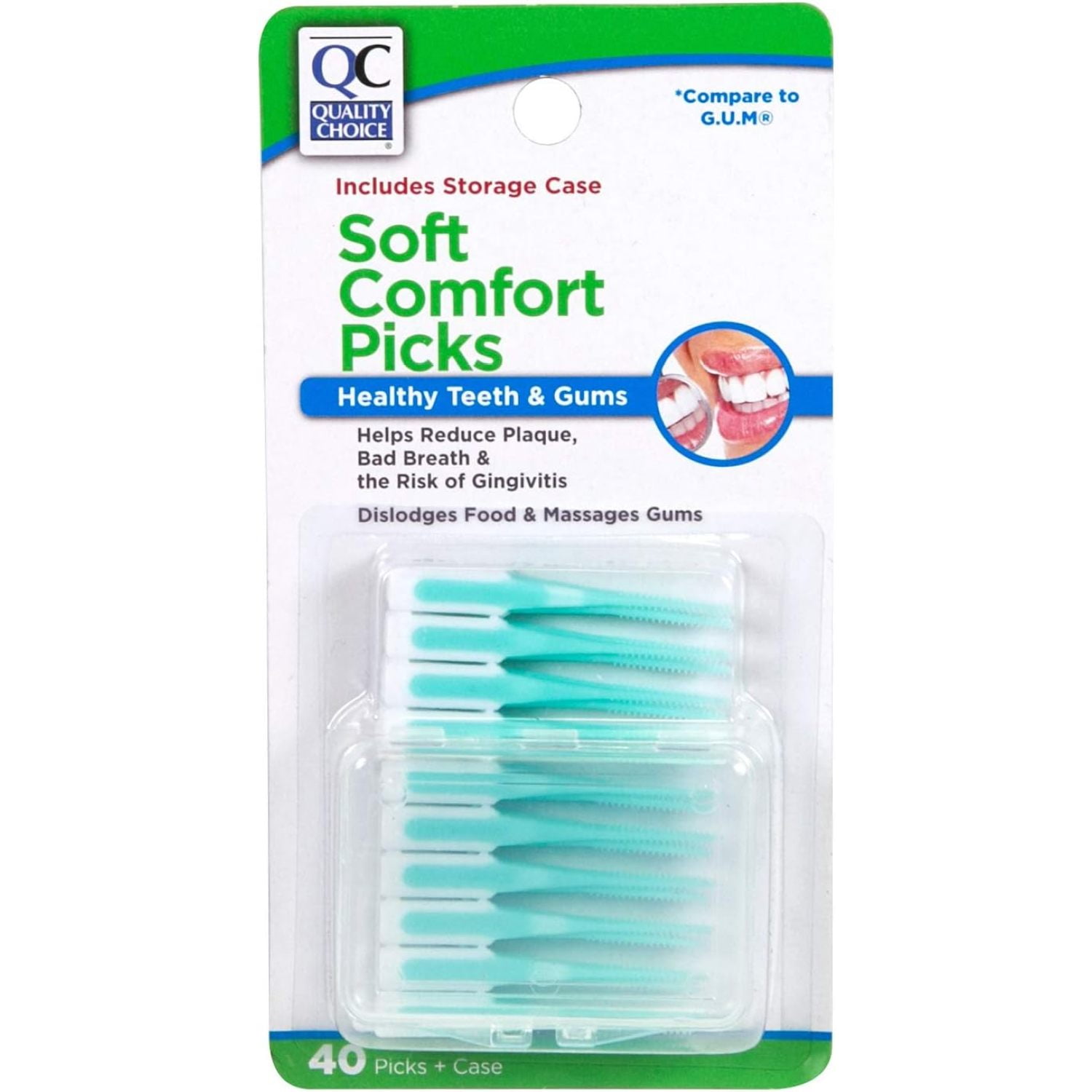 4 Packs of Quality Choice Soft Comfort Picks Teeth & Gums with case 40 ...