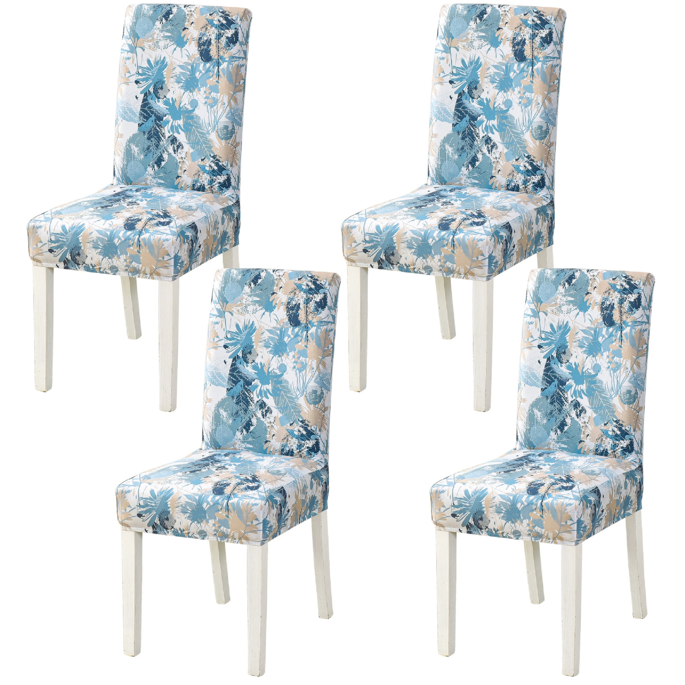 Fuloon 4 Pcs Chair Covers Stretch Jacquard Blue Slipcover for Home and ...