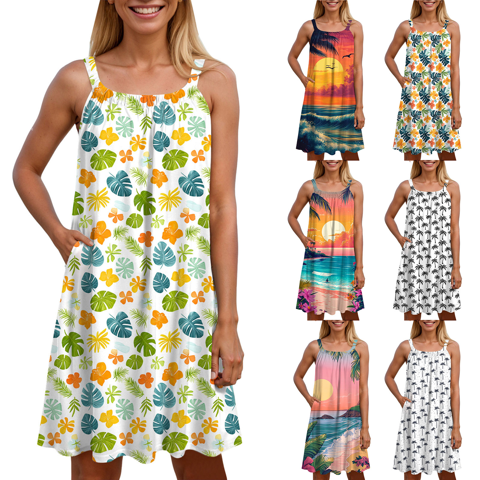 Fulorrnie Dresses for Women Plus Size Halter Sleeveless Mid Length ...