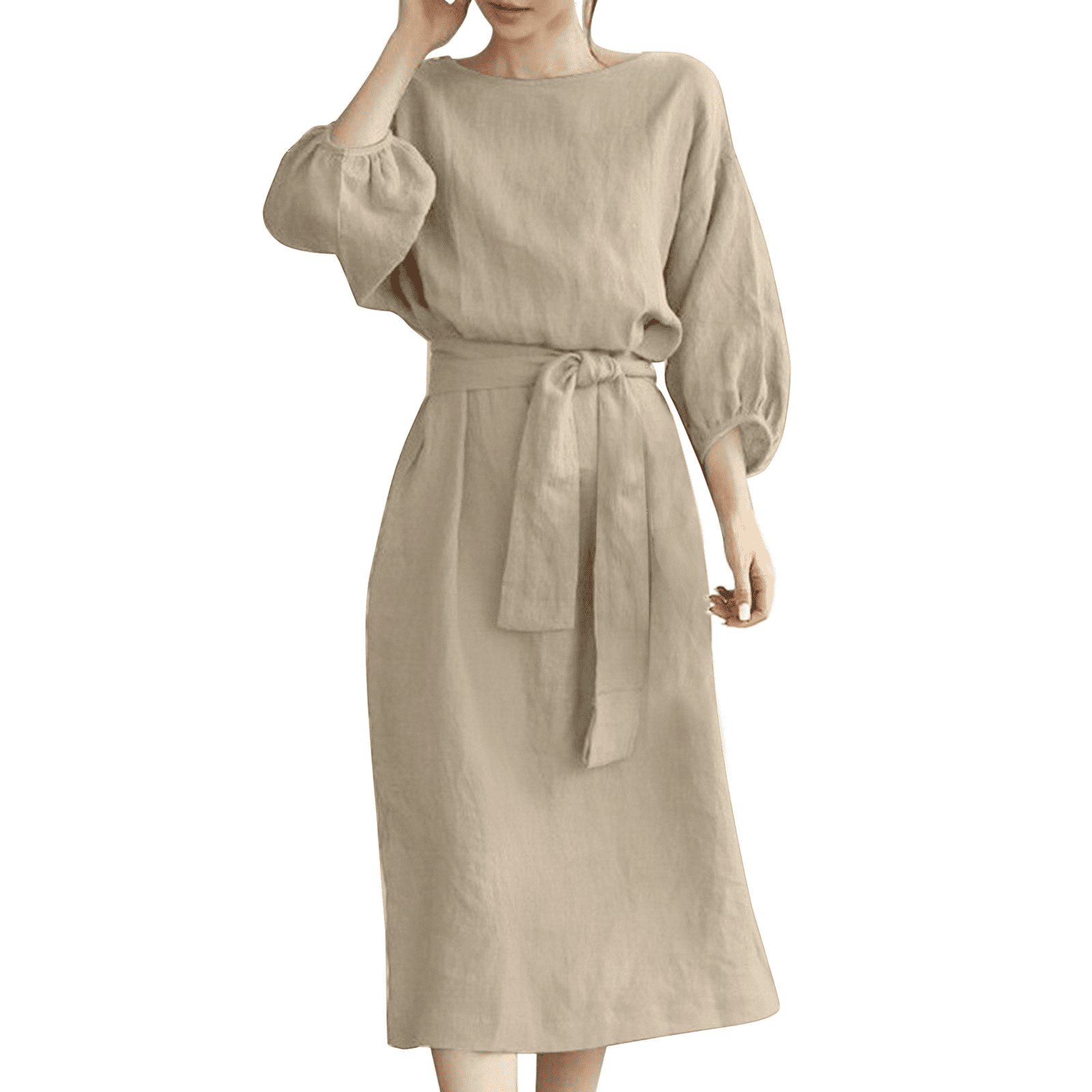 Fulorrnie Dresses for Women Crew Neck Short Sleeve Mid Length Spring A ...